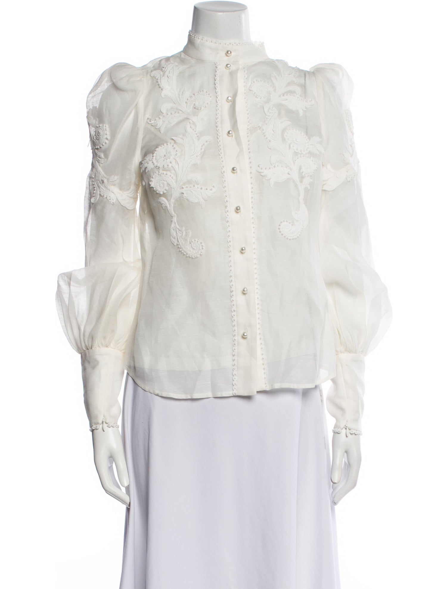 Zimmermann Linen Mock Neck Button-Up Top - Neutrals Tops, Clothing ...