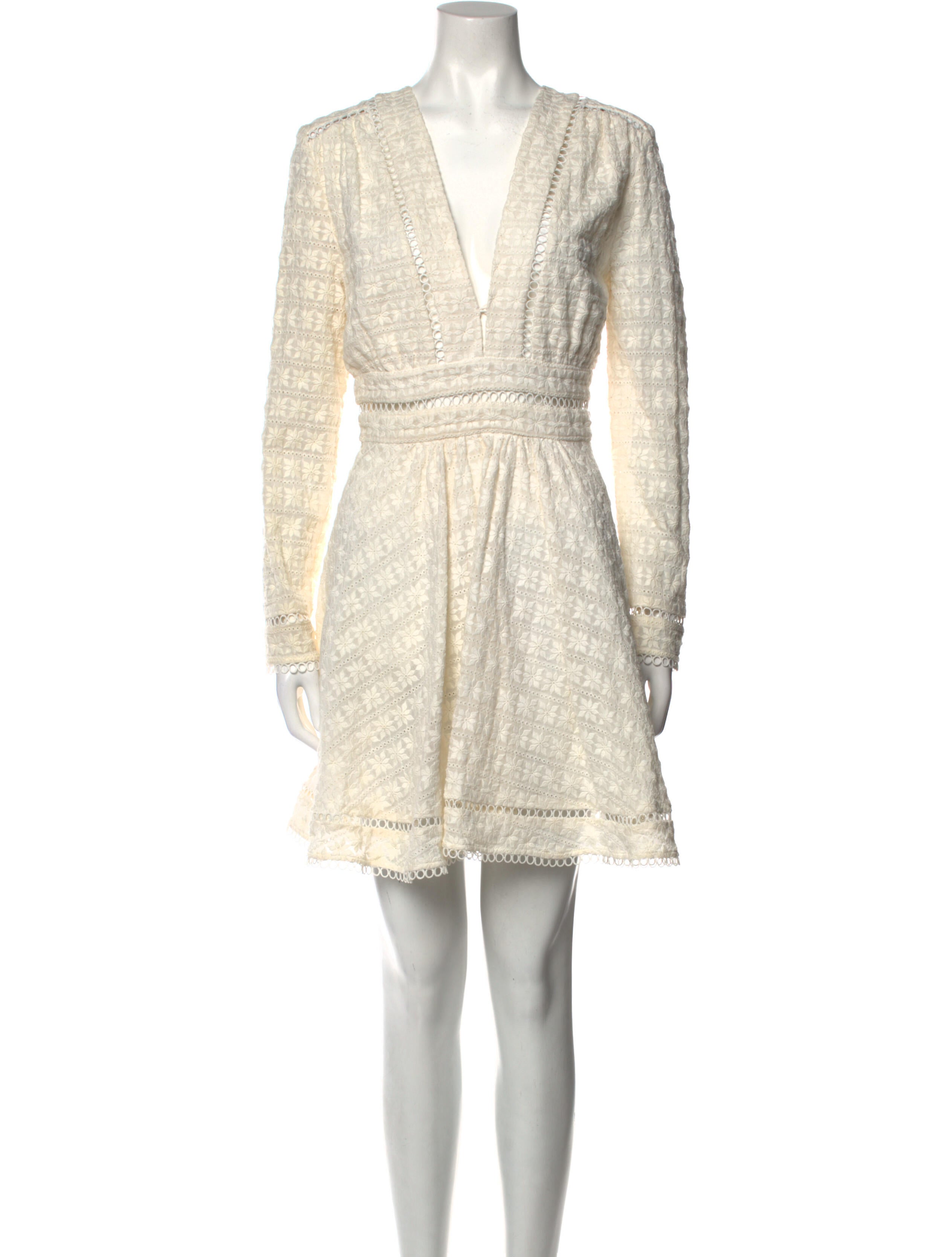 Zimmermann V-Neck Mini Dress - Neutrals Dresses, Clothing - WZI86798 ...