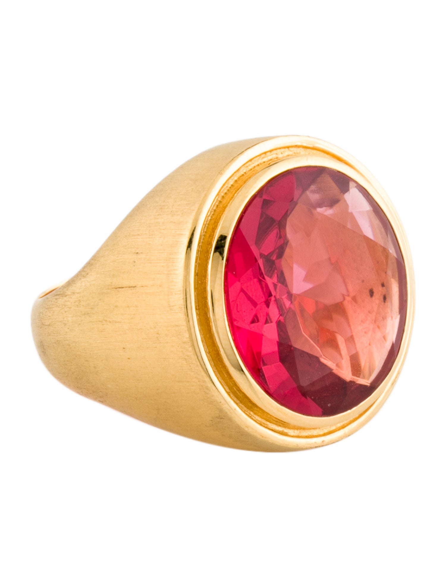 Dean Davidson Red Stone Signet Ring - Gold, 22K Yellow Gold-Plated ...