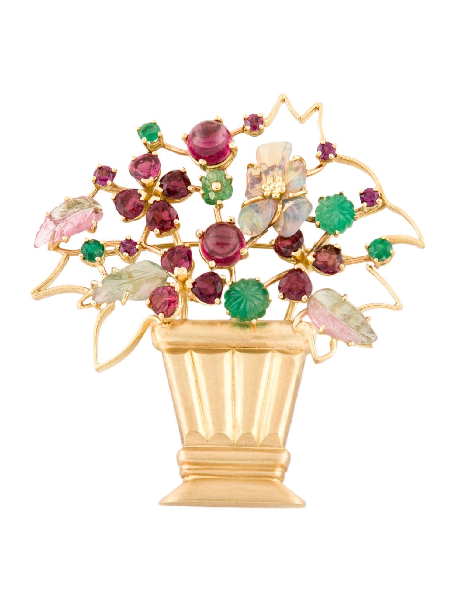 Robert Lee Morris 18K Multistone Floral Bouquet Pin Brooch - 18K Yellow ...