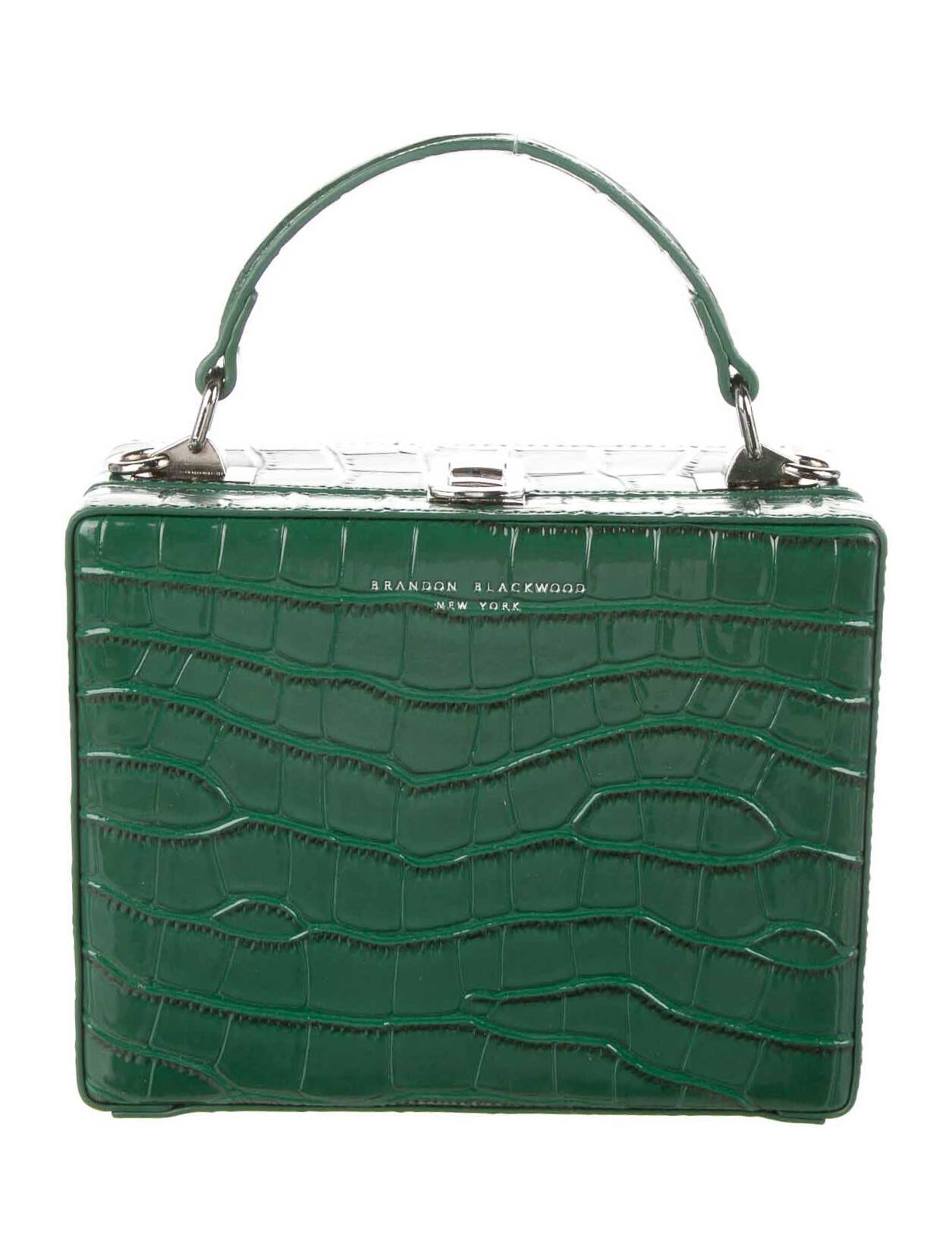 Brandon Blackwood Snakeskin Kuei Handle Bag - Green Handle Bags ...