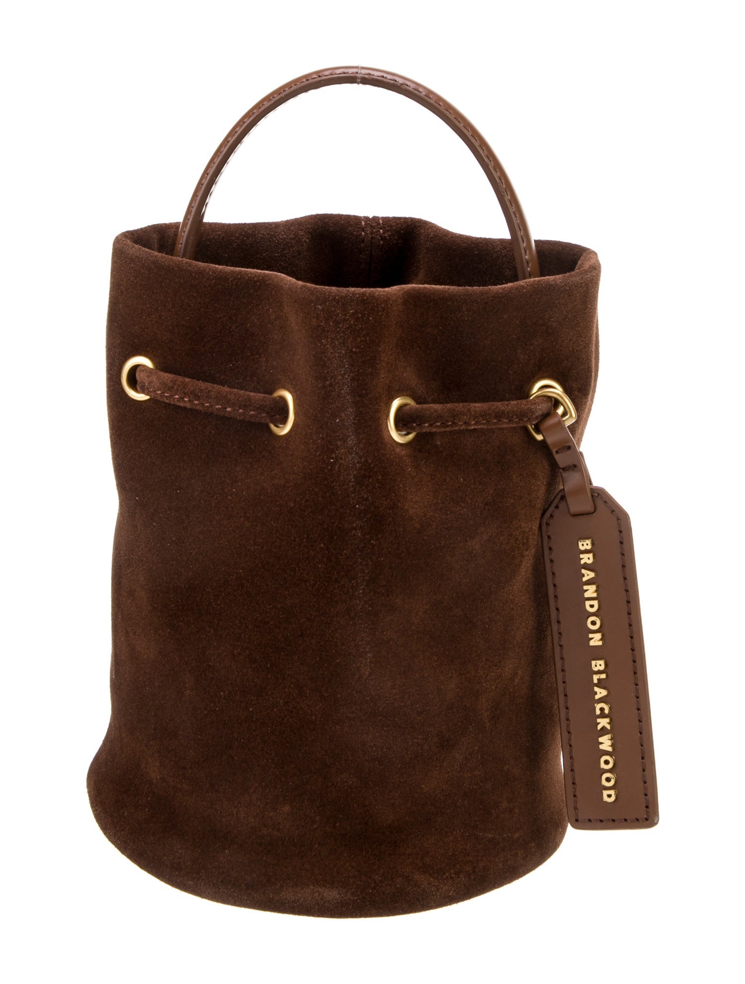 Brandon Blackwood Leather-Trim Suede Bucket Bag - Brown Bucket Bags ...
