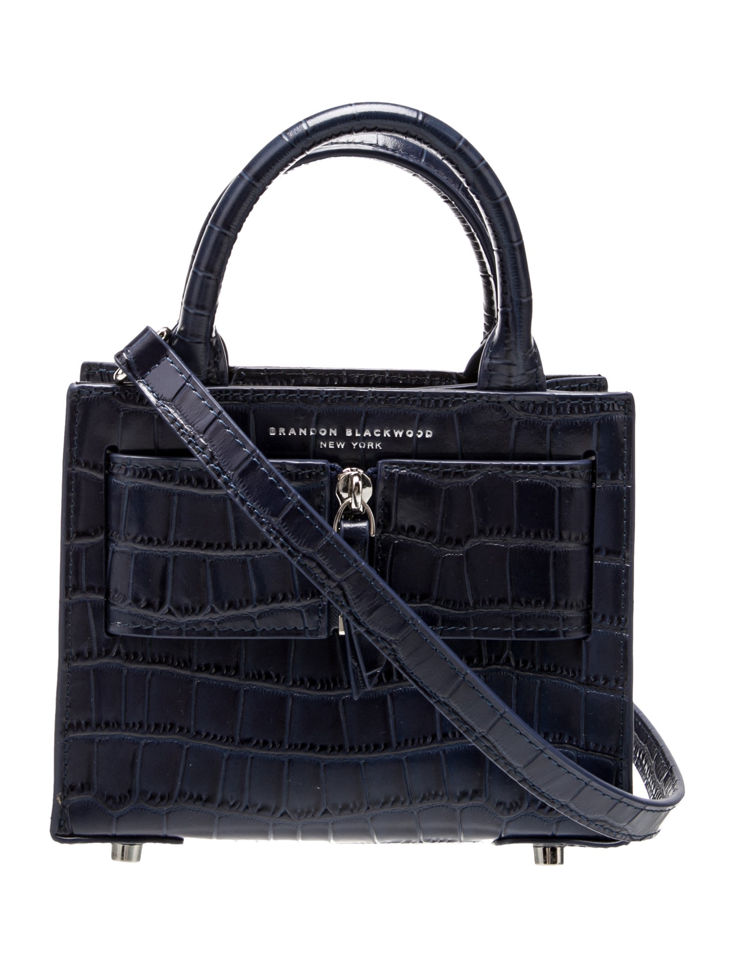 Brandon Blackwood Embossed Leather Top Handle Bag - Blue Handle Bags ...