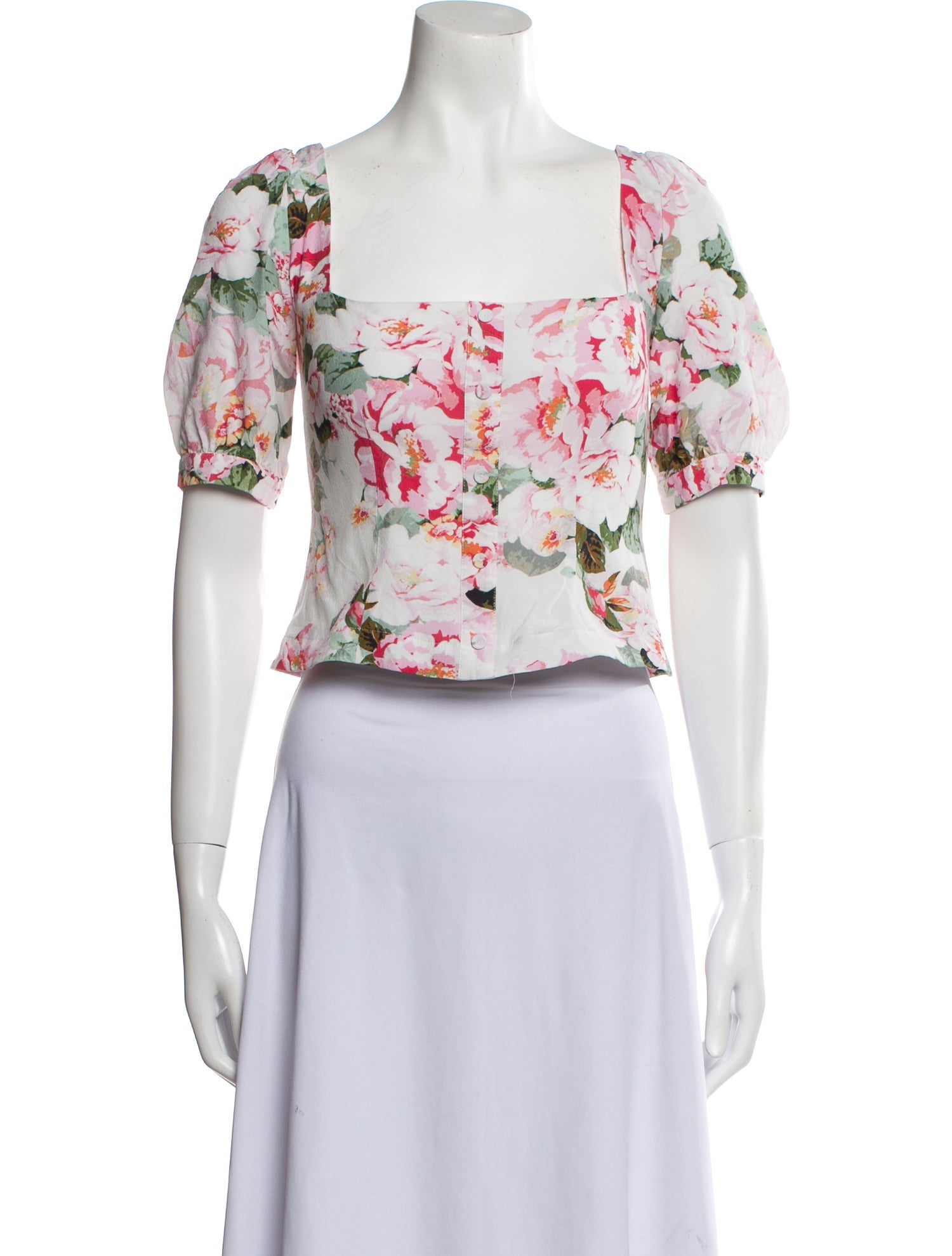 Favorite Daughter Floral Print Square Neckline Crop Top - White Tops ...