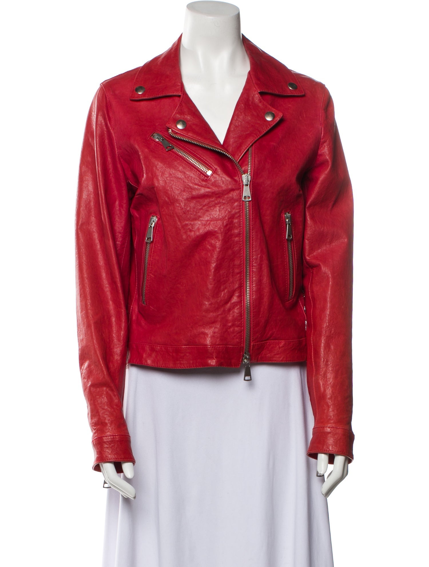 Mono B Leather Biker Jacket - Red Jackets, Clothing - XMBON20014 | The ...