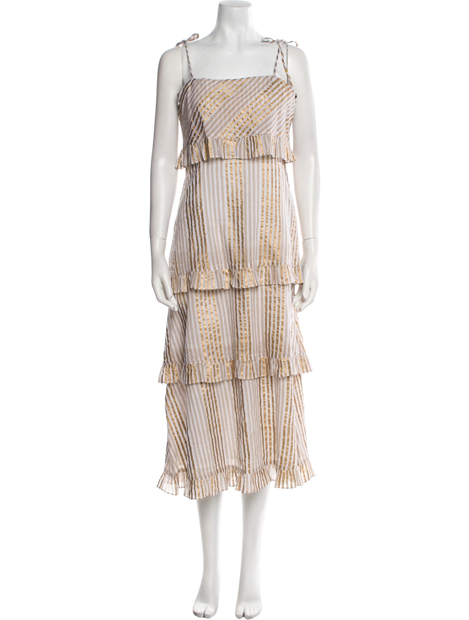 Oliphant Striped Midi Length Dress w/ Tags - Neutrals Dresses, Clothing ...