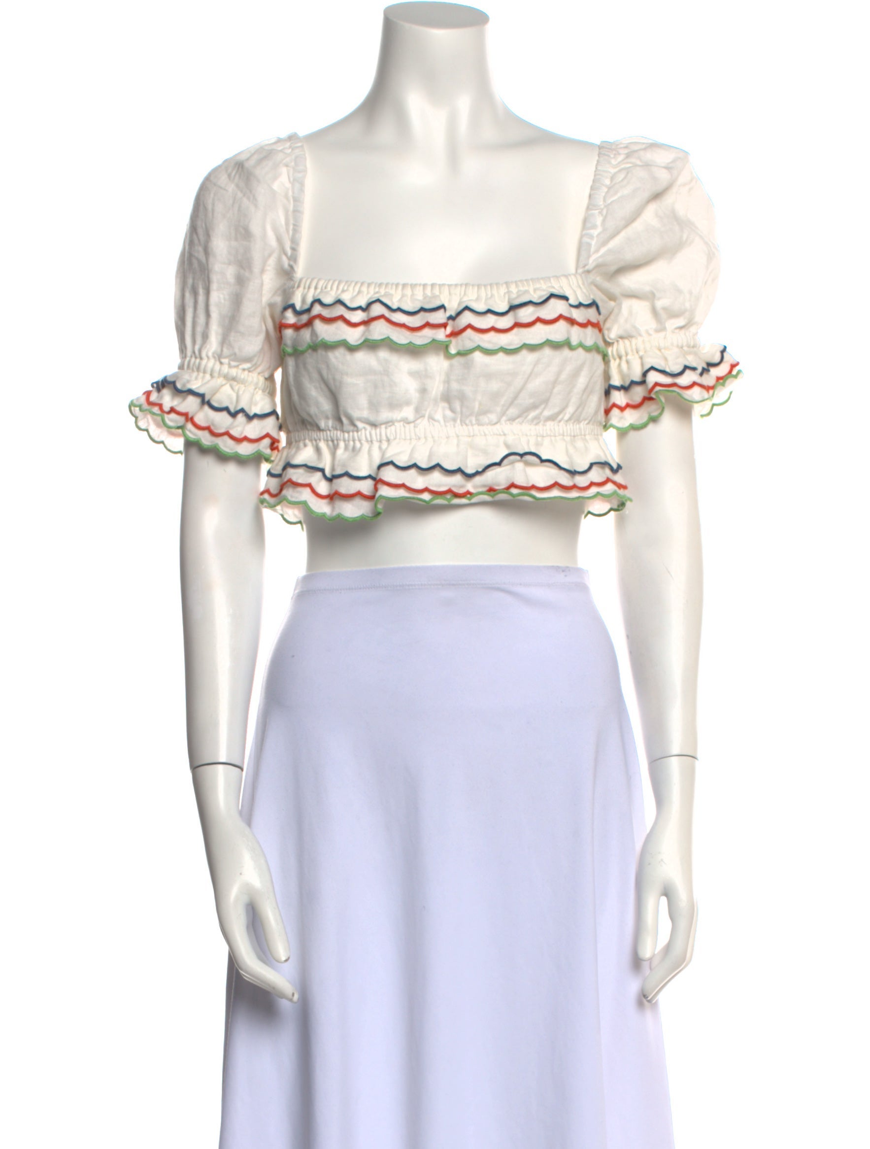 SIR. Square Neckline Short Sleeve Crop Top - Neutrals Tops, Clothing ...