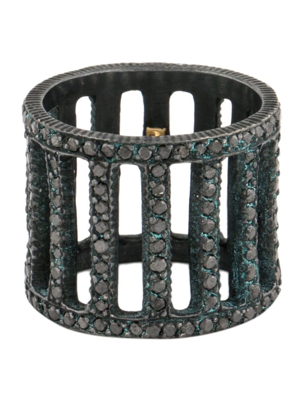 Yossi Harari Diamond Oxidized Gilver Cage Lilah Ring - 24K Yellow Gold ...