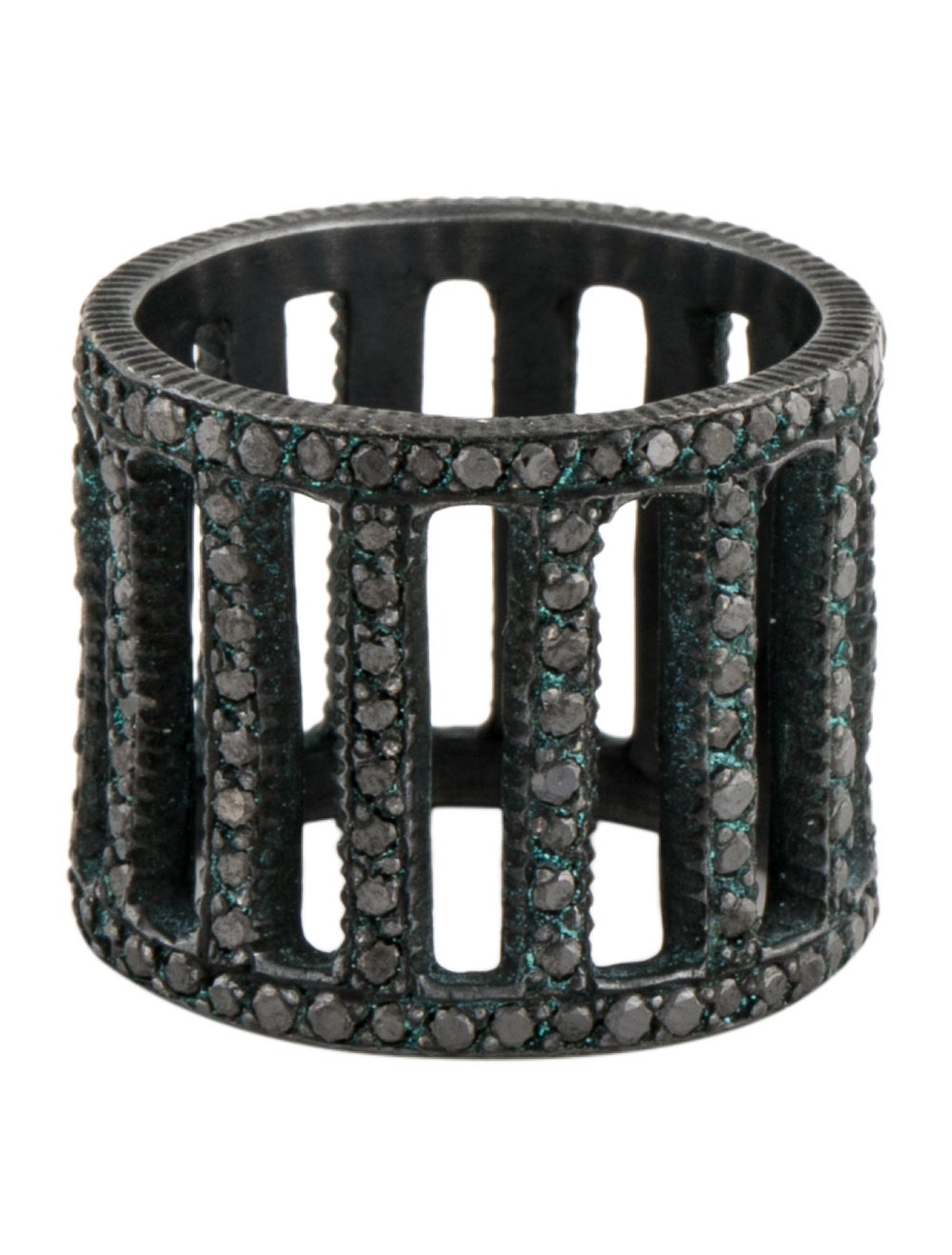 Yossi Harari Diamond Oxidized Gilver Cage Lilah Ring - 24K Yellow Gold ...