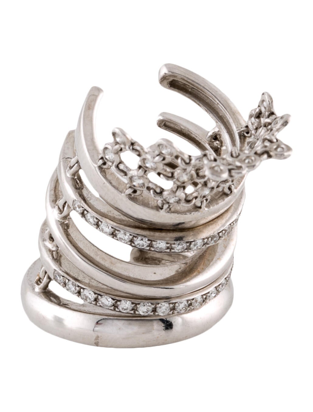 Yeprem 18K Diamond Finger Tip Ring - 18K White Gold Band, Rings ...