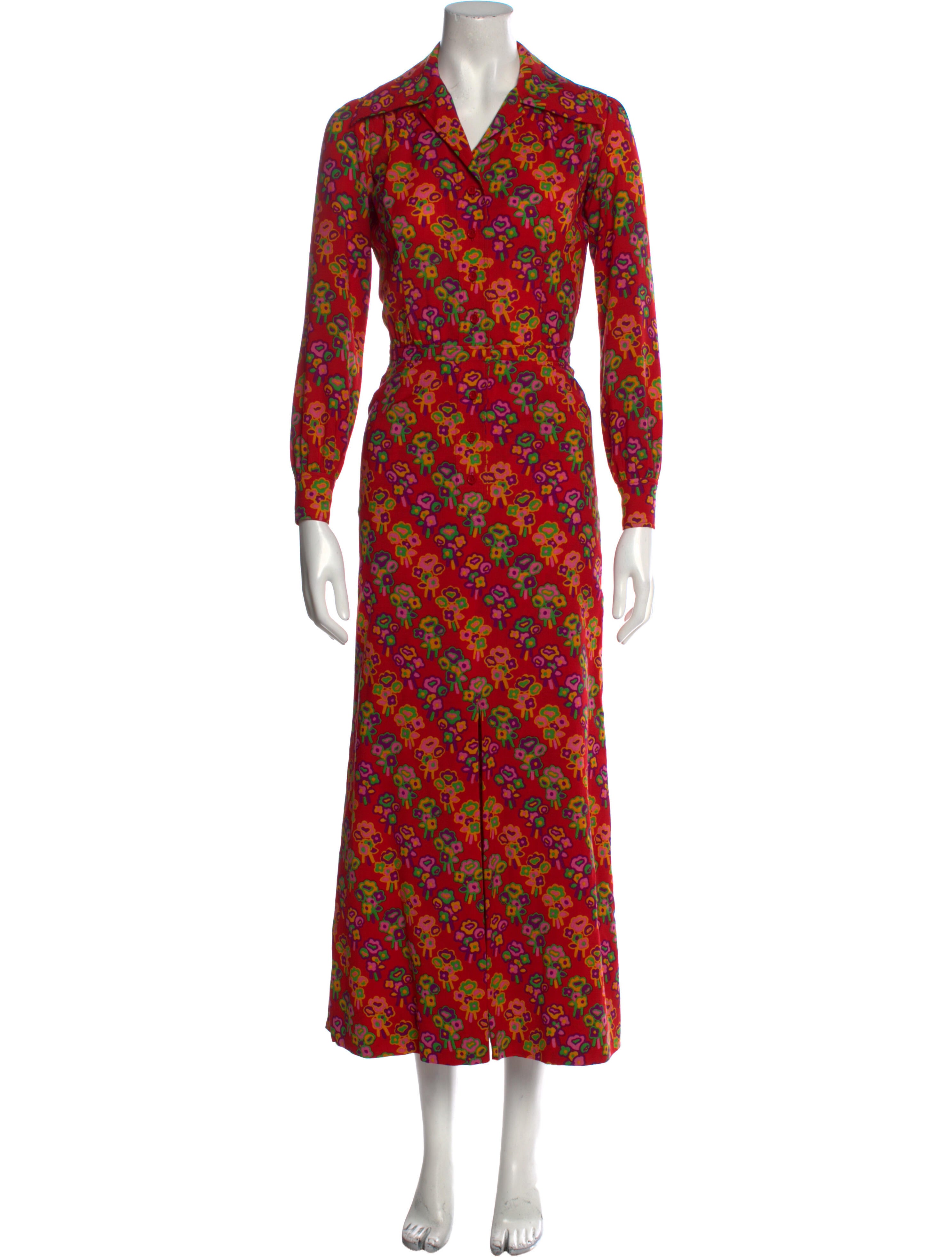 Yves Saint Laurent Rive Gauche Vintage Long Dress - Red Dresses ...