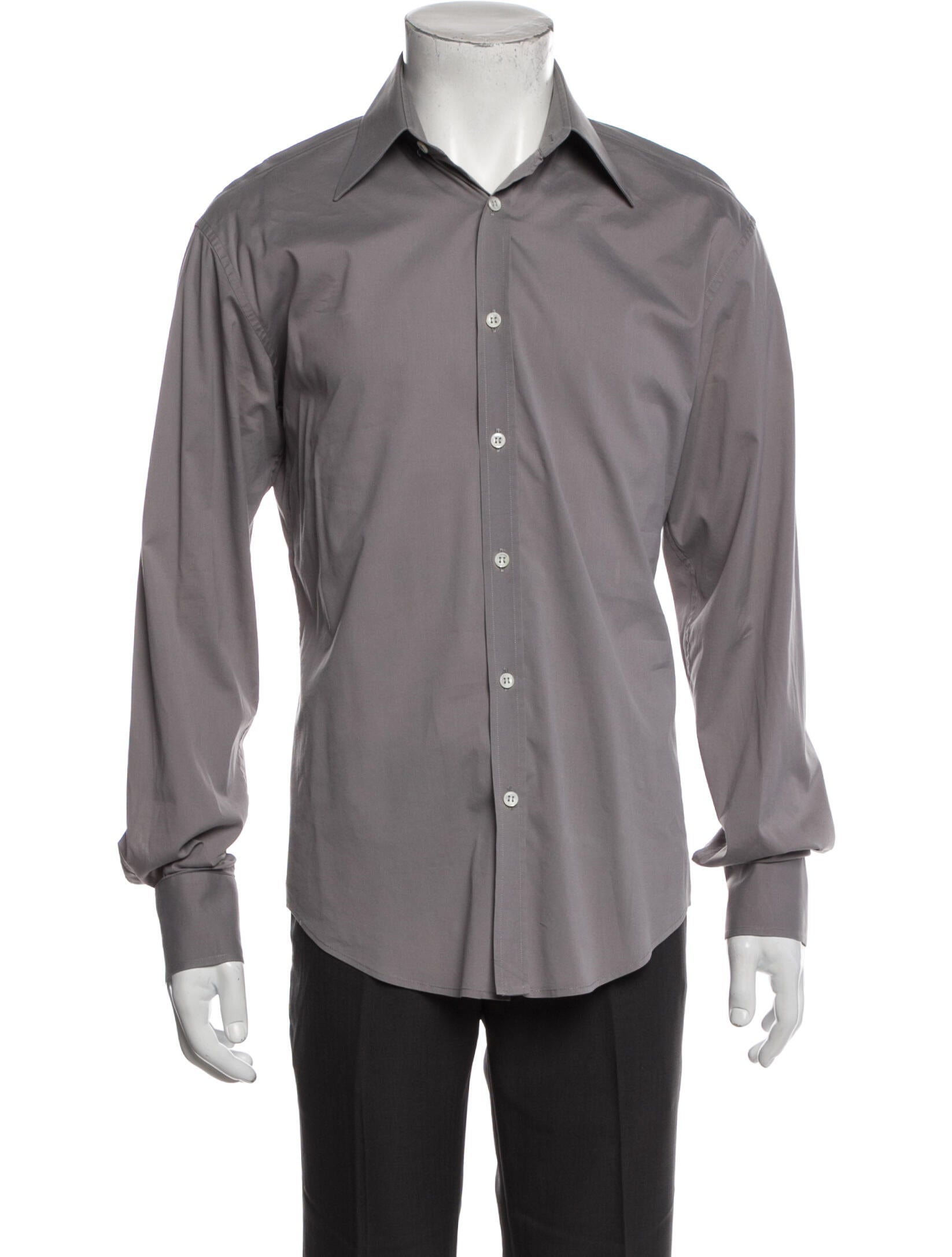 Yves Saint Laurent Rive Gauche Long Sleeve Dress Shirt - Grey Dress ...