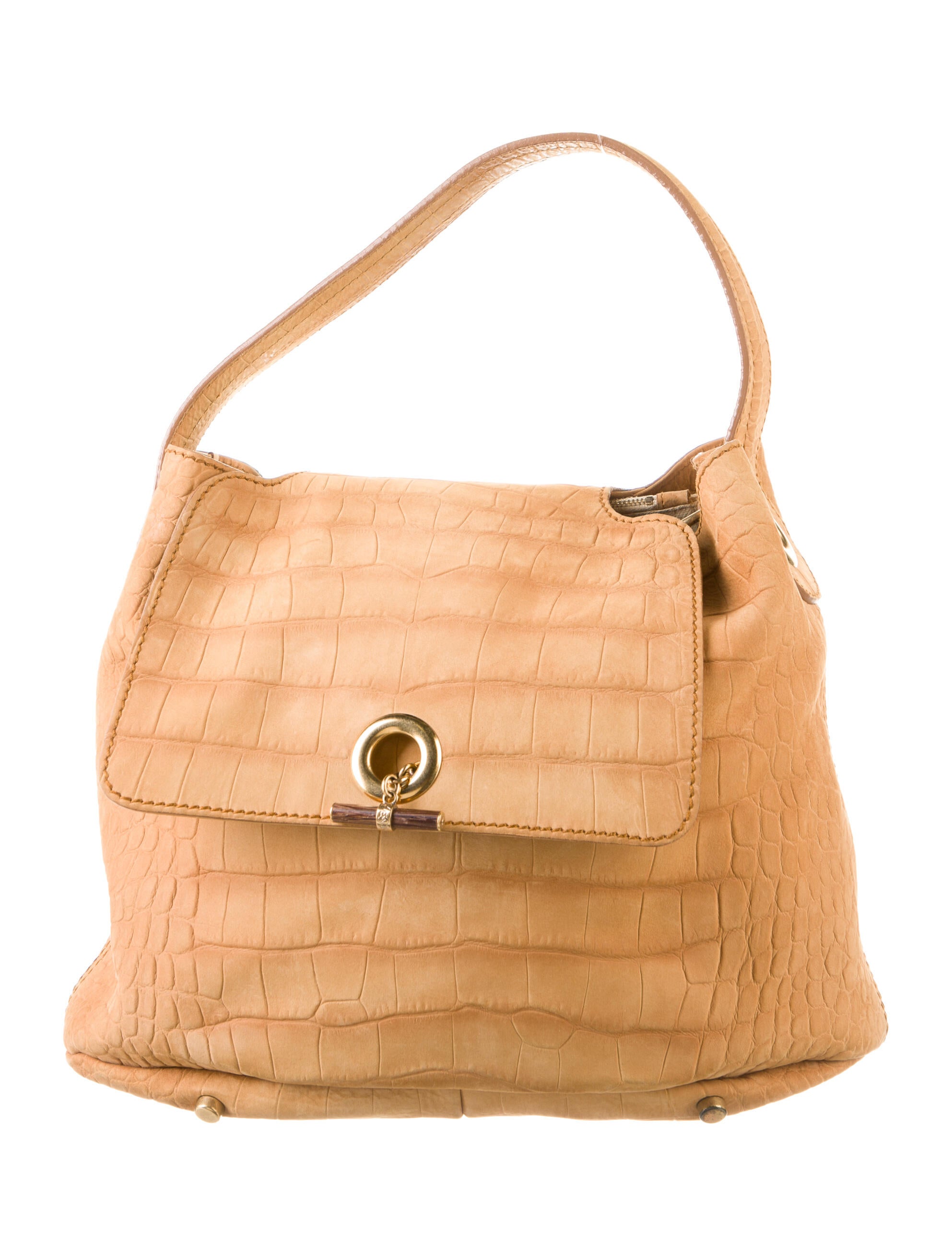 Yves Saint Laurent Rive Gauche Crocodile Embossed Capri Flap Hobo ...
