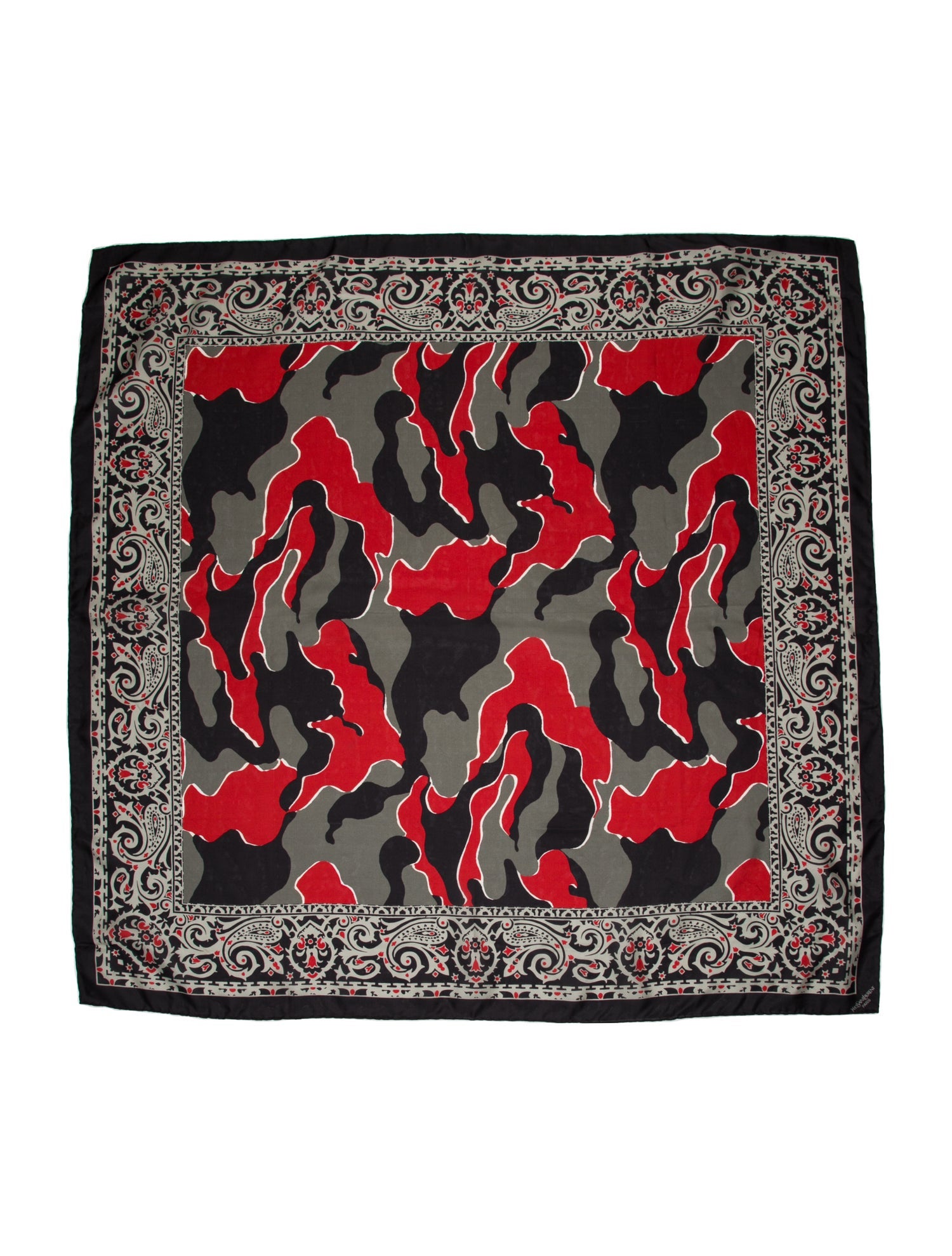 Yves Saint Laurent Rive Gauche Silk Printed Scarf - Black Scarves and Shawls, Accessories ...