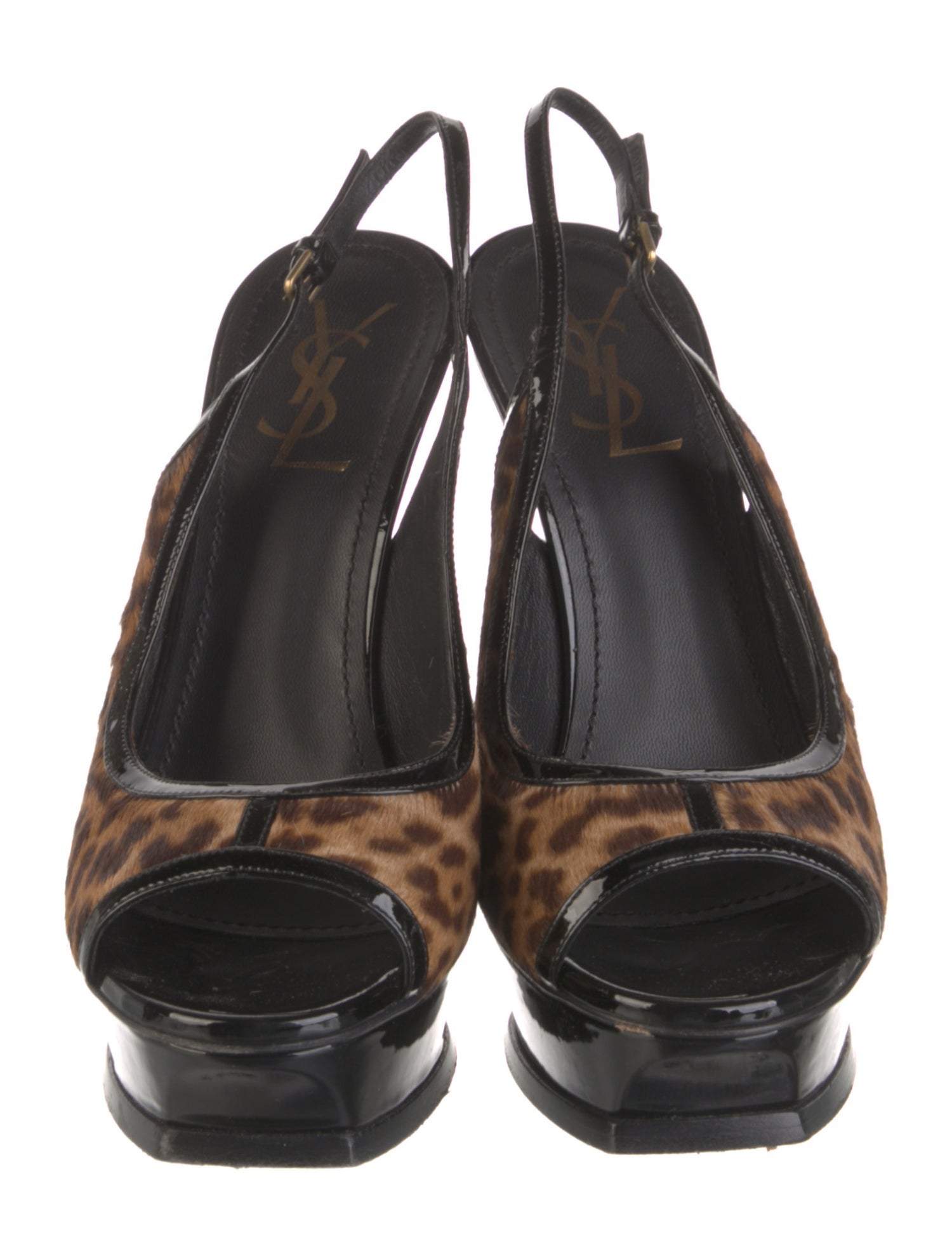 Yves Saint Laurent Rive Gauche Ponyhair Animal Print Slingback Pumps ...