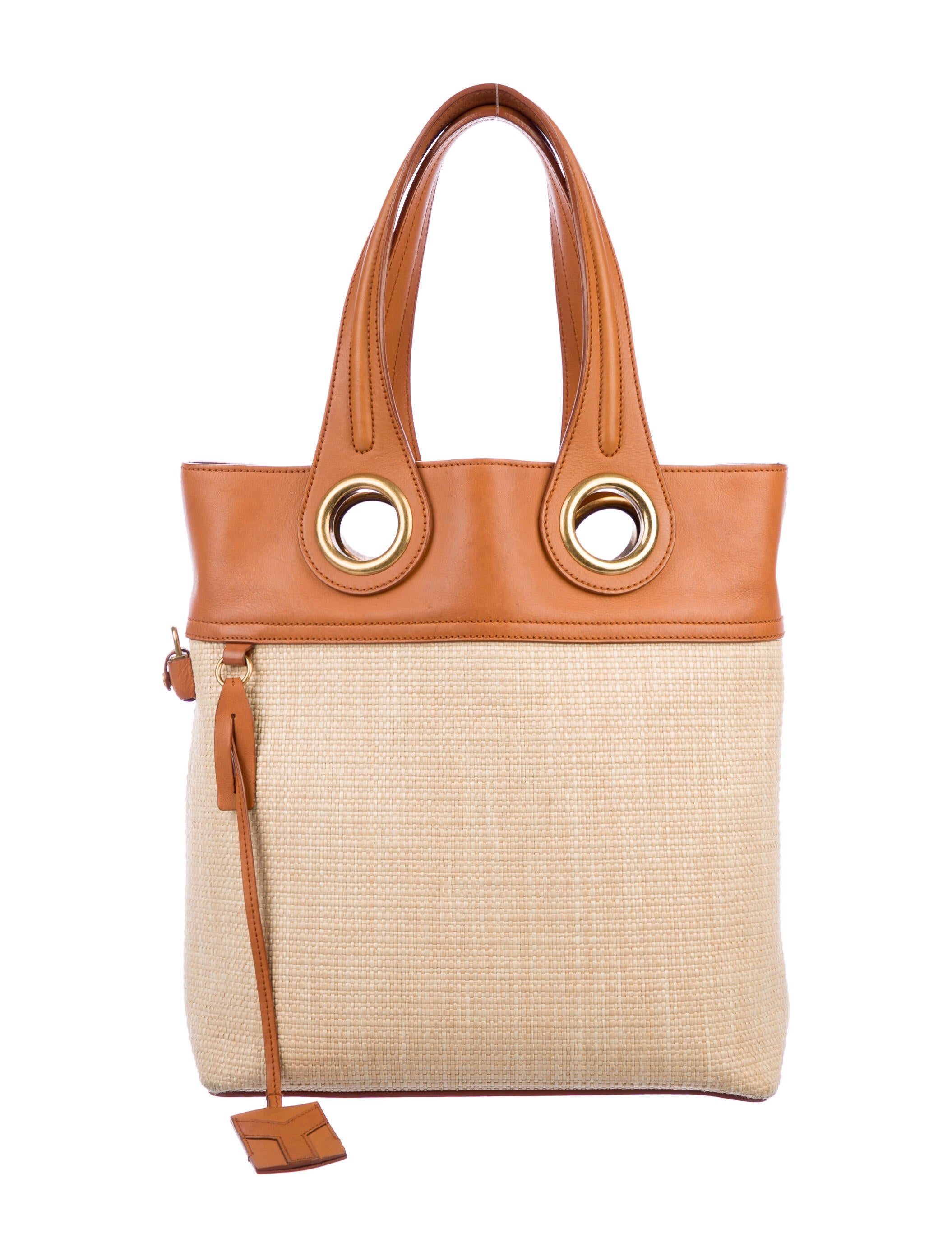 Yves Saint Laurent Leather-Trimmed Raffia Tote - Brown Totes, Handbags ...