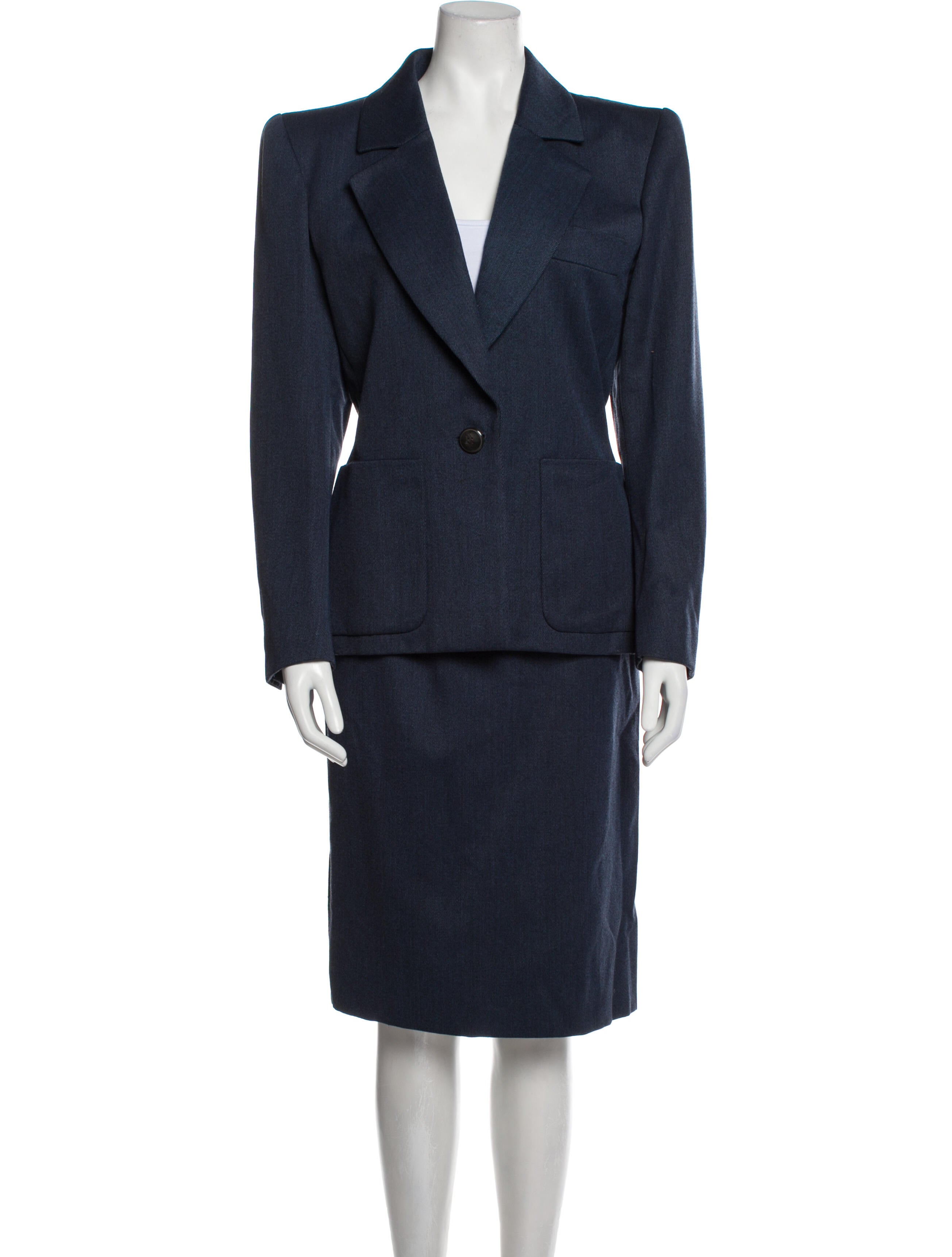 Yves Saint Laurent Vintage 1980's Skirt Suit - Blue Suits and Sets ...