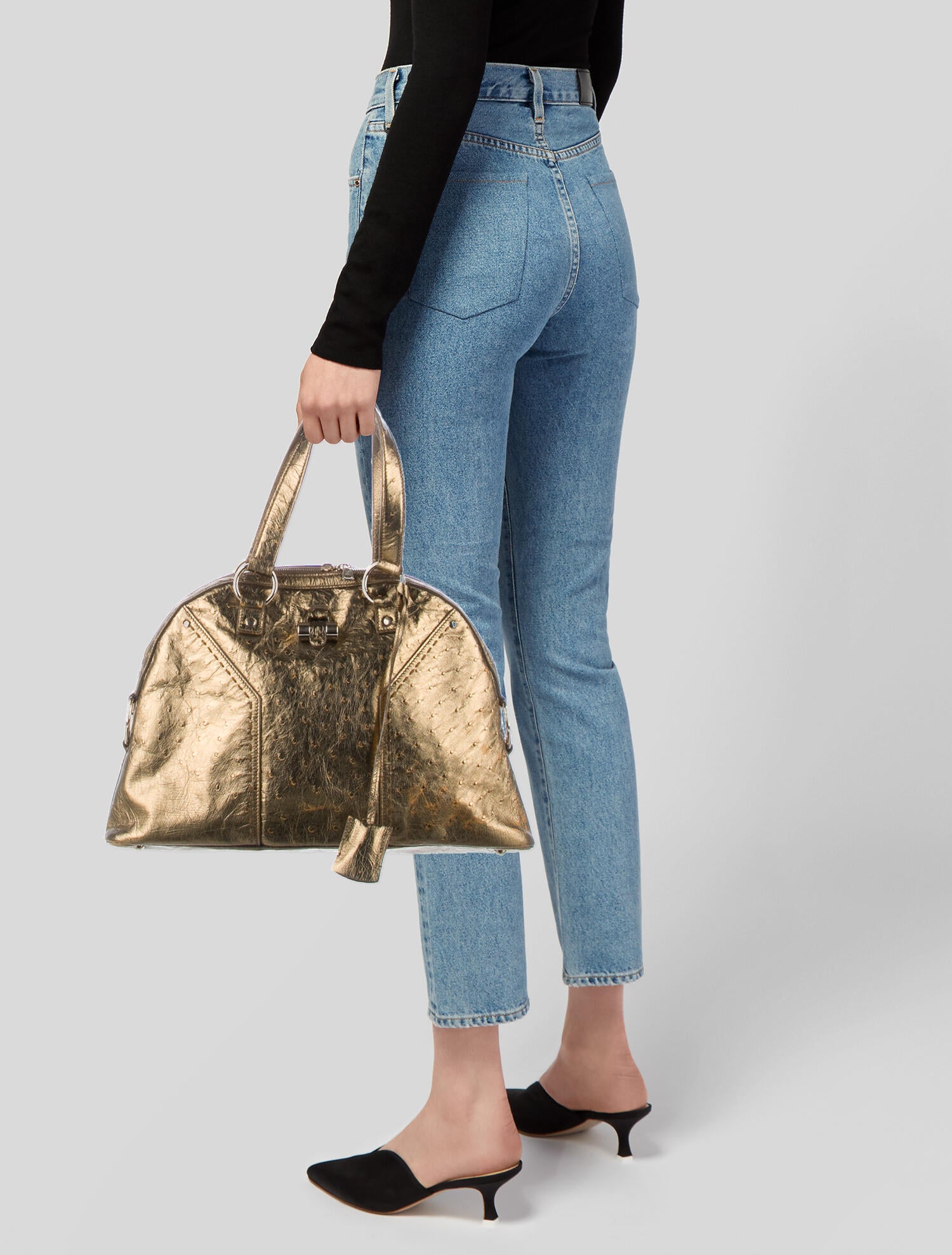 Yves Saint Laurent Ostrich Muse Bag - Gold Shoulder Bags, Handbags ...