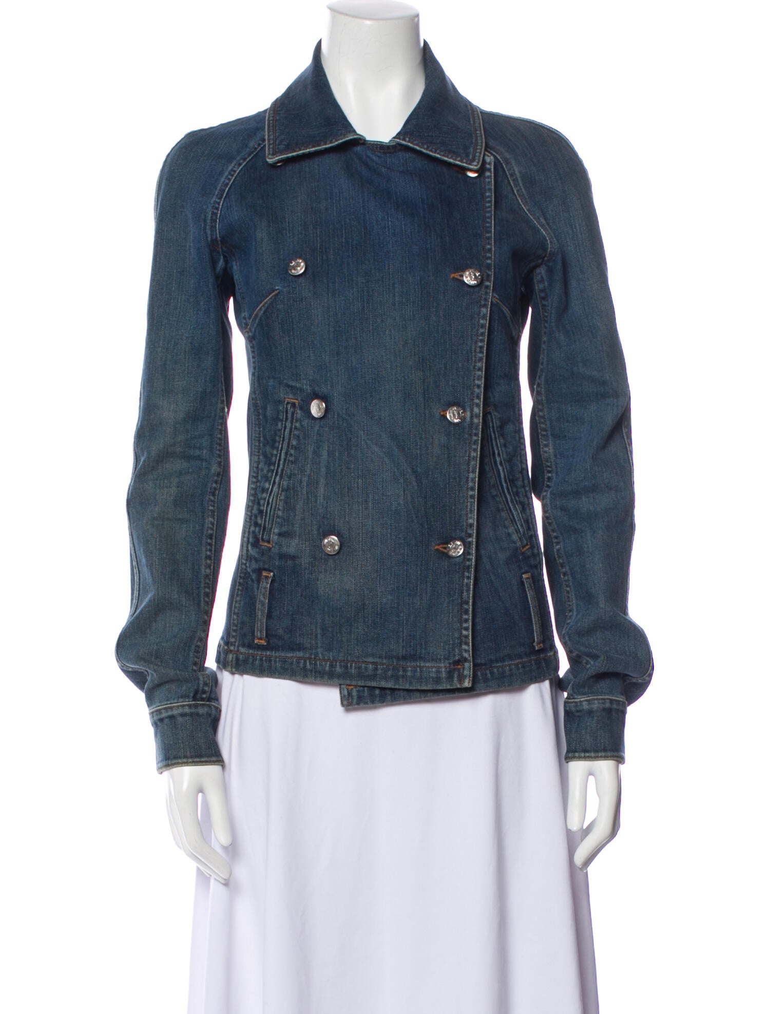 Yves Saint Laurent Denim Zip-Up Jacket - Blue Jackets, Clothing ...