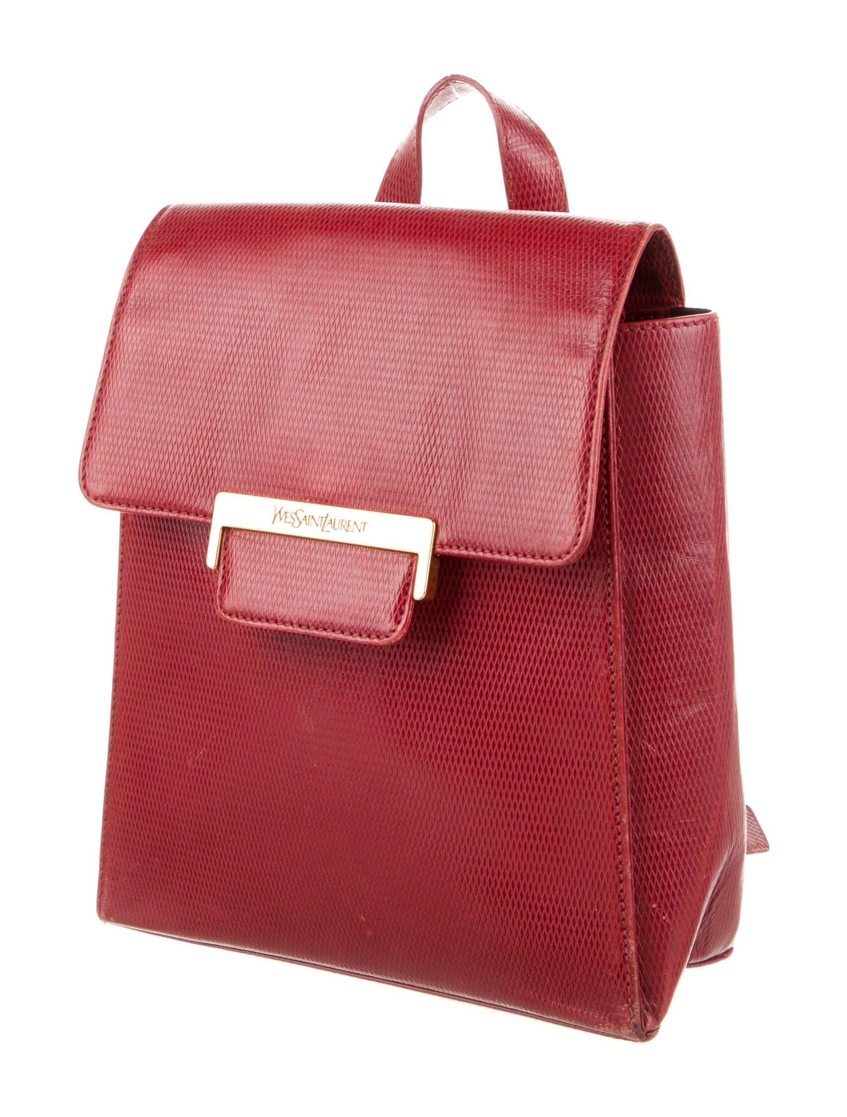 Yves Saint Laurent Leather Backpack - Red Backpacks, Handbags ...