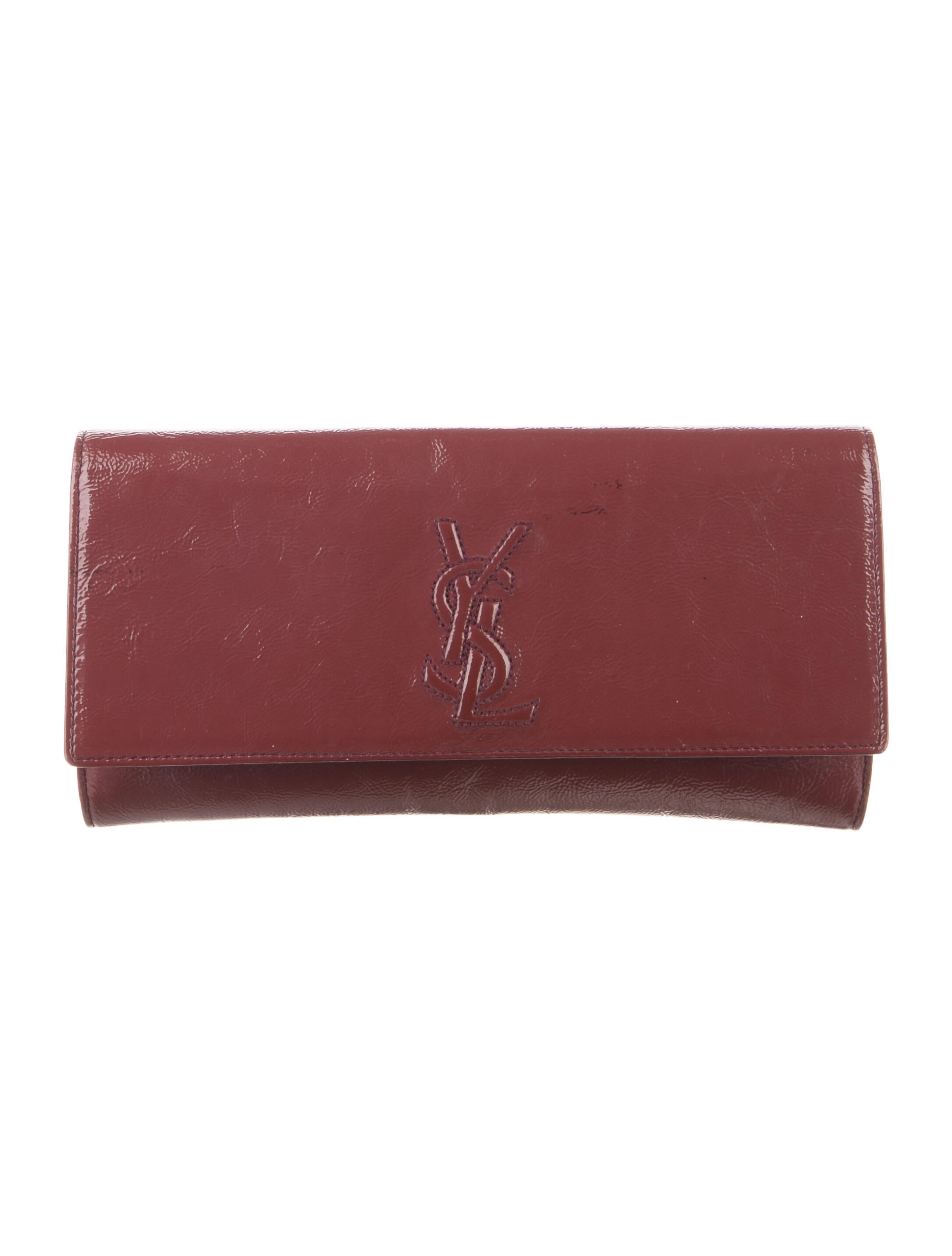 Yves Saint Laurent Patent Leather Clutch - Burgundy Clutches, Handbags ...