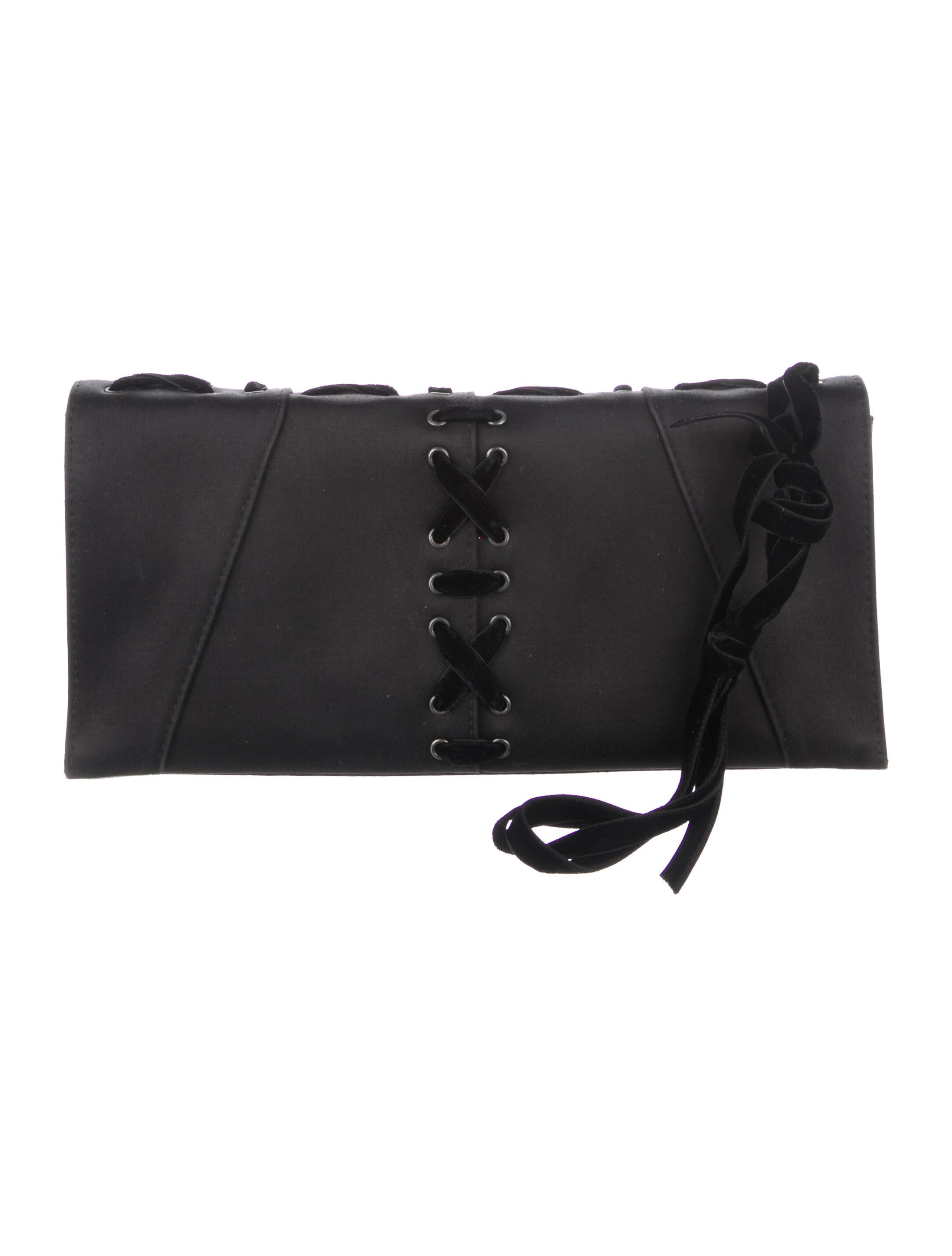 Yves Saint Laurent Embroidered Satin Clutch - Black Clutches, Handbags ...