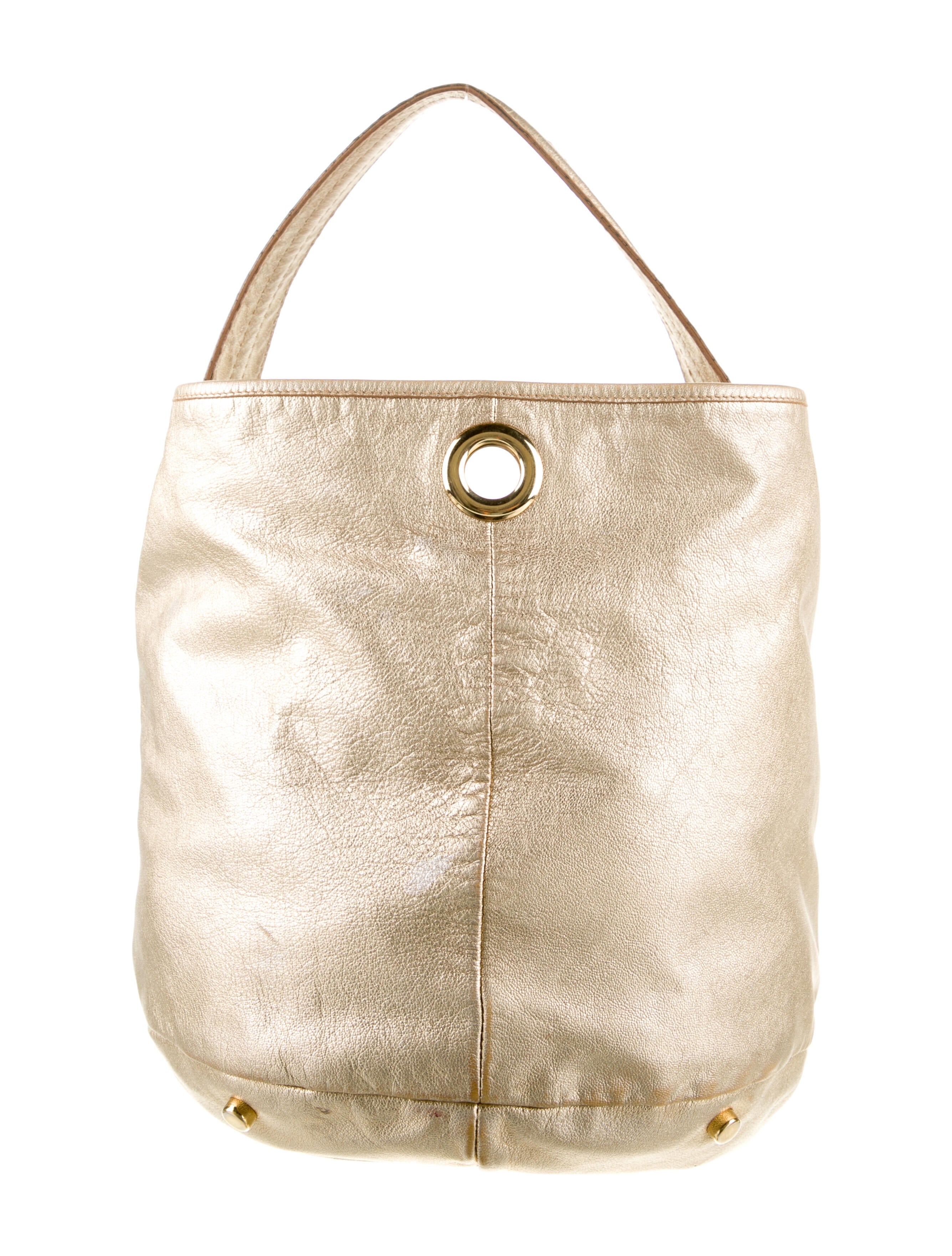 Yves Saint Laurent Metallic Leather Capri Bag - Gold Bucket Bags ...
