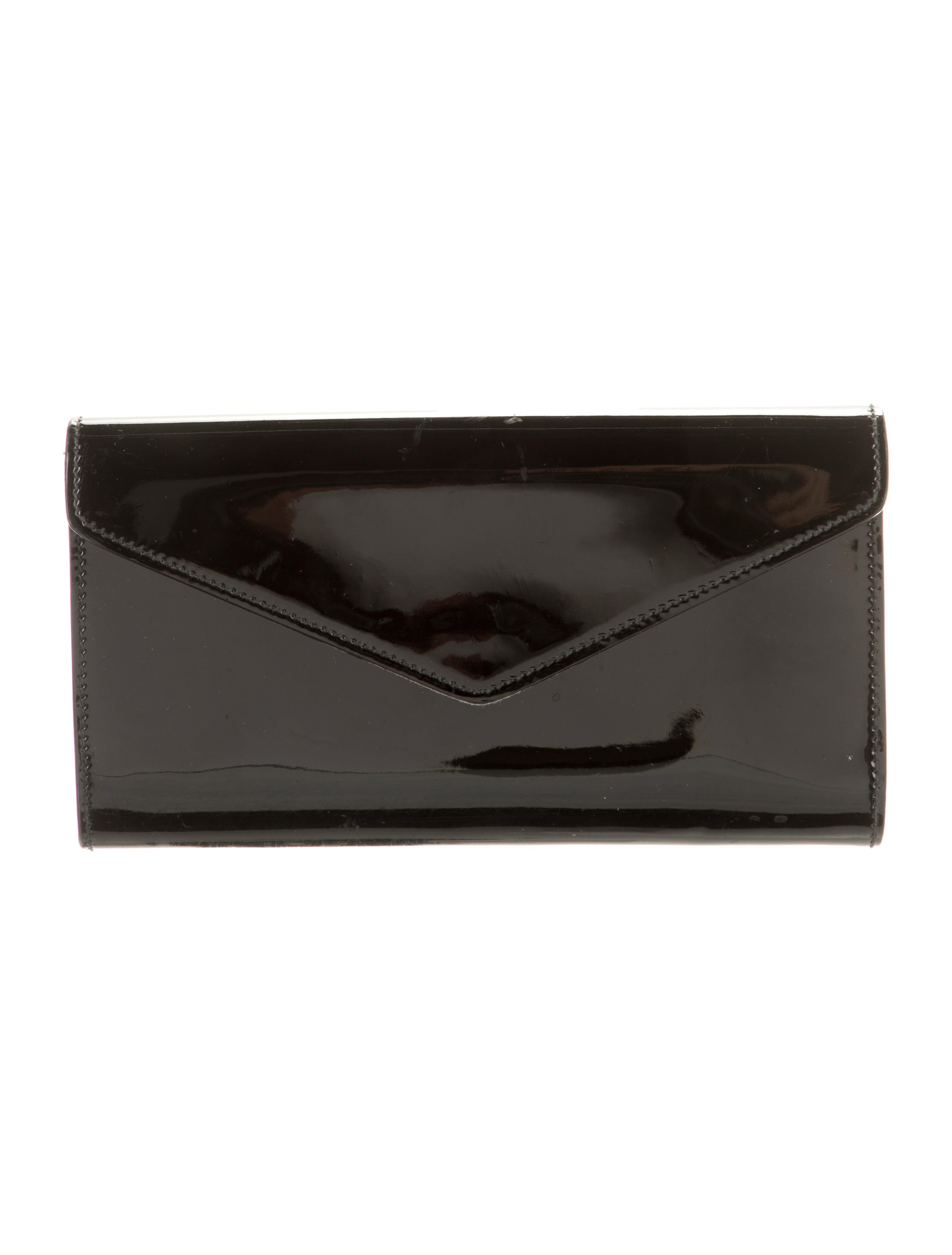 Yves Saint Laurent Patent Leather Envelope Clutch - Black Clutches ...