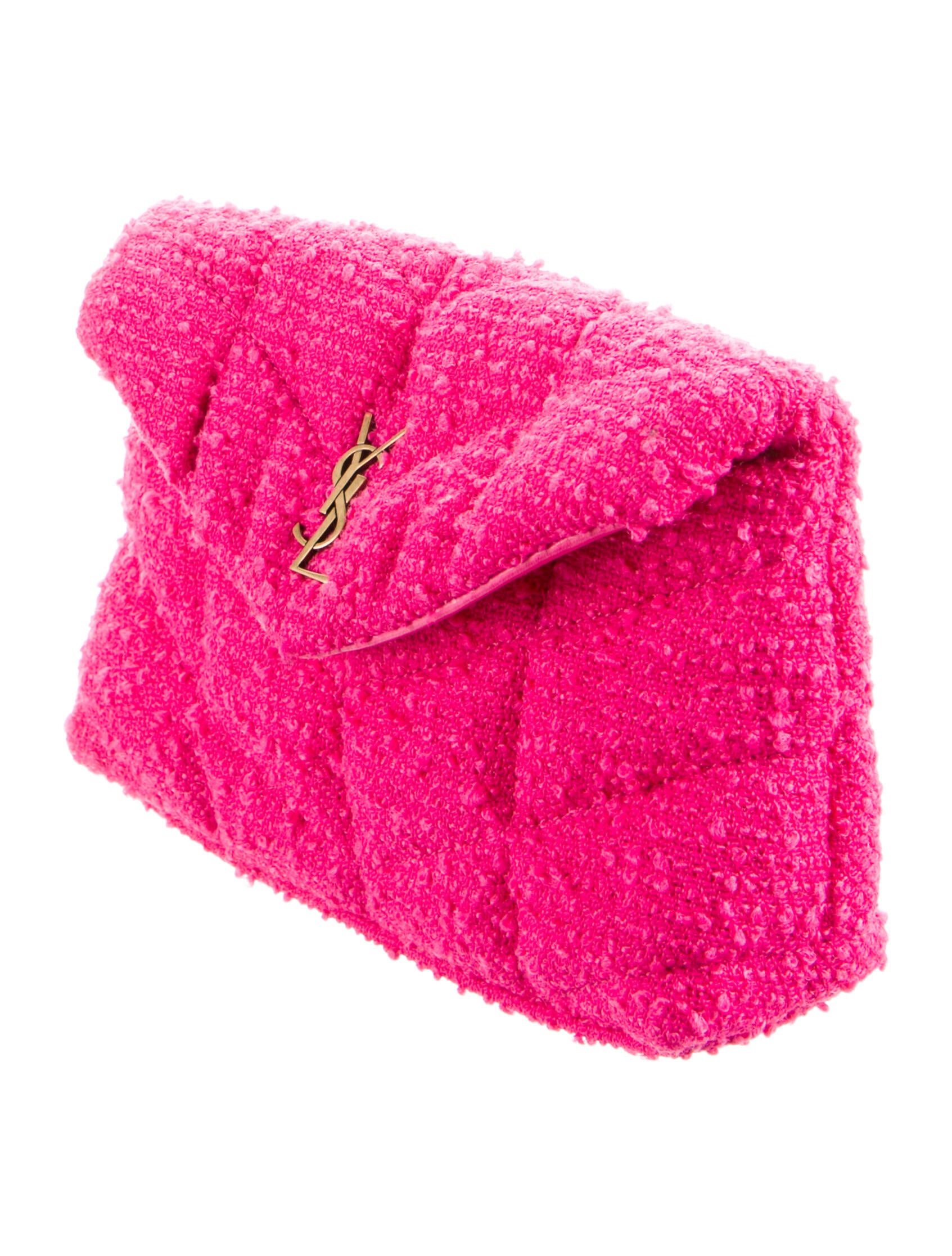 Saint Laurent Monogram Tweed LouLou Clutch w/ Pouch - Pink Clutches ...
