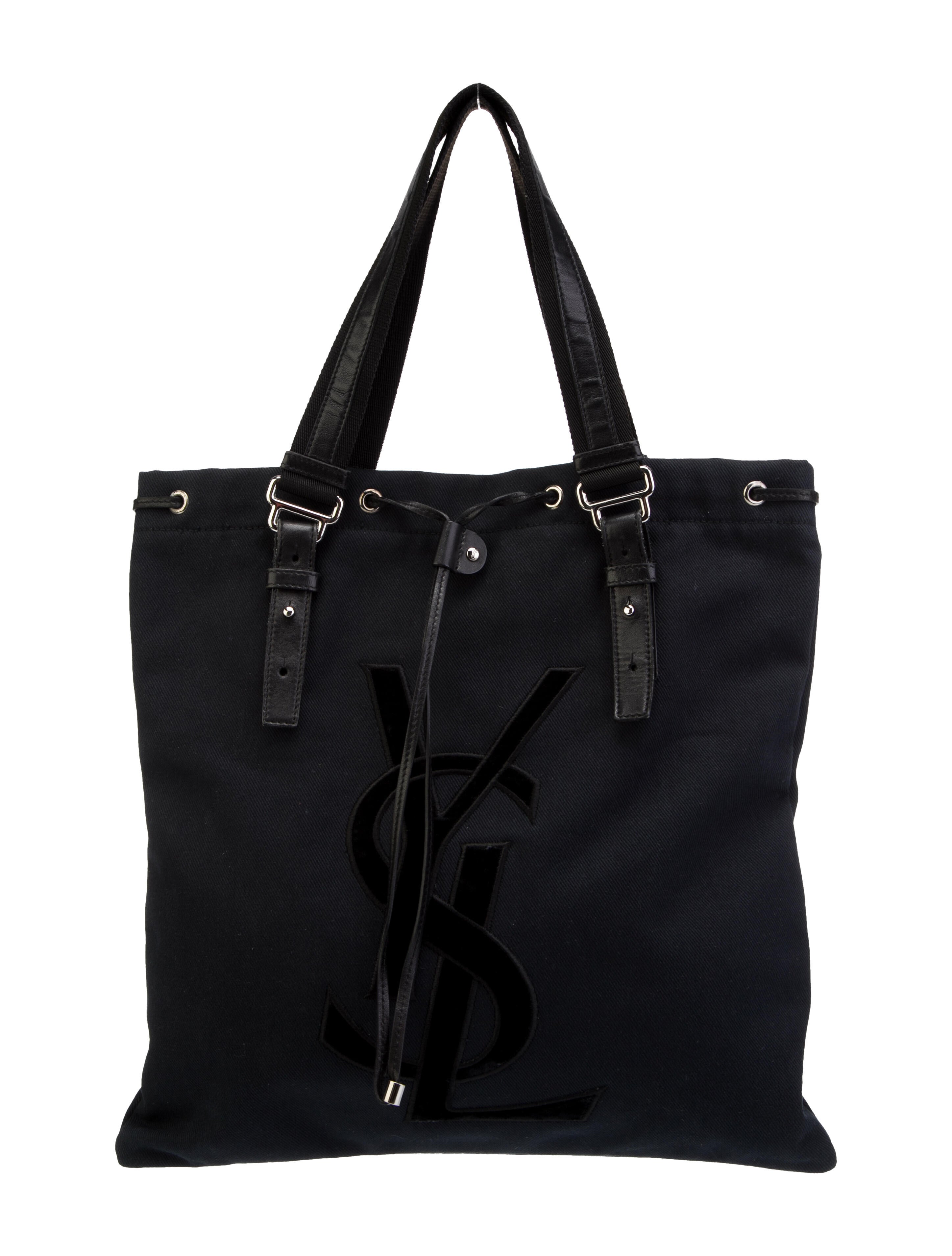 Yves Saint Laurent Monogram Canvas Tote Bag - Black Totes, Handbags ...