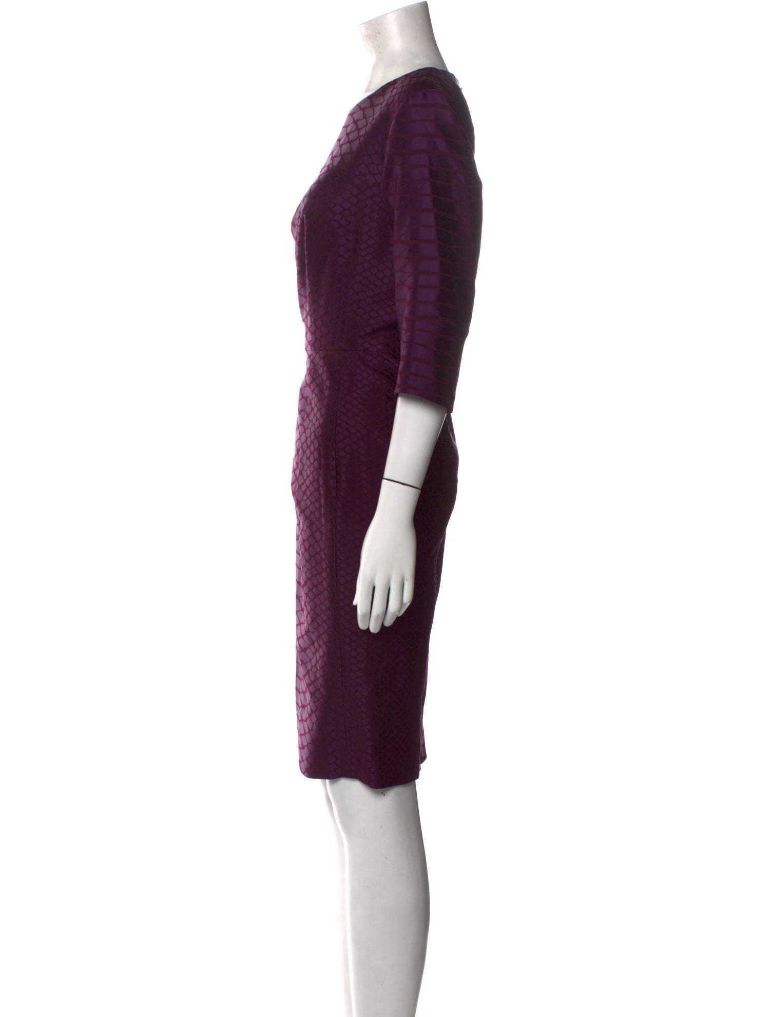 Yves Saint Laurent Scoop Neck Knee-Length Dress w/ Tags - Purple ...
