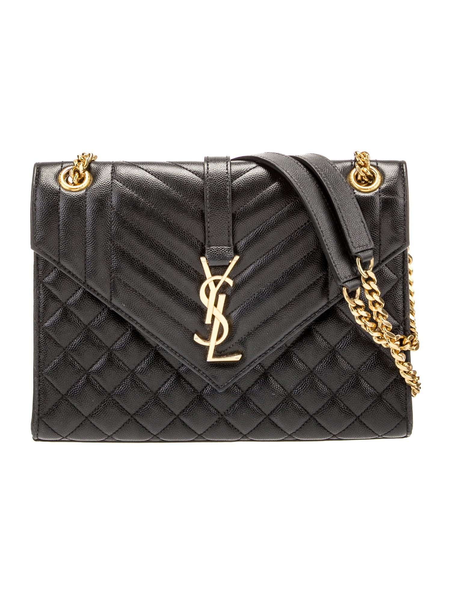 Saint Laurent Medium Monogram Triquilt Envelope Bag - Black Shoulder ...