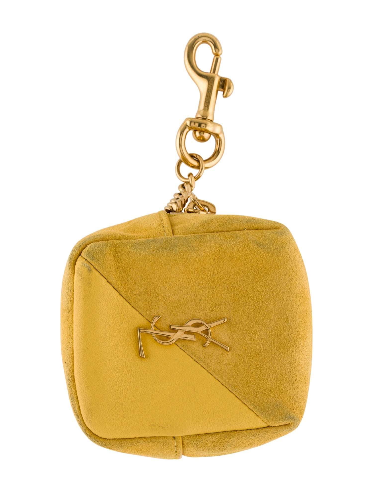 Yves Saint Laurent Leather Pouch Key Chain - Yellow Keychains ...