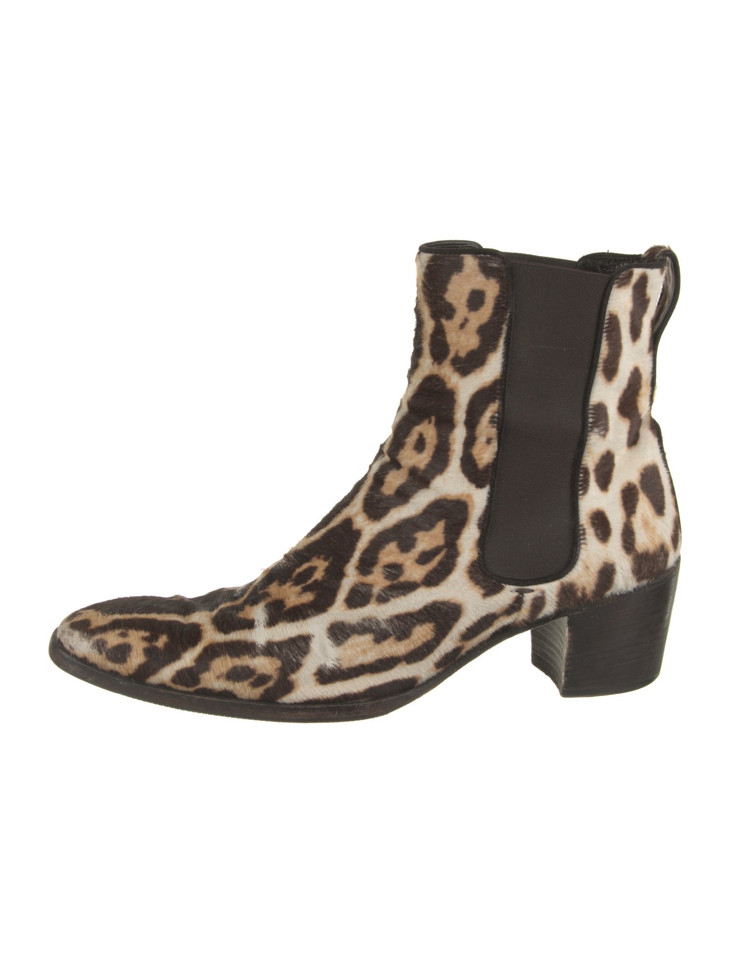 Yves Saint Laurent Ponyhair Animal Print Chelsea Boots - Brown Boots ...