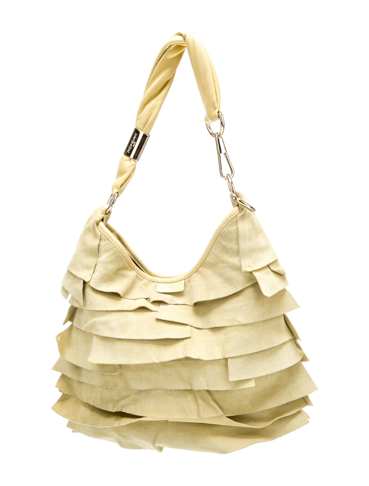 Yves Saint Laurent Suede Ruffled Shoulder Bag - Yellow Shoulder Bags ...