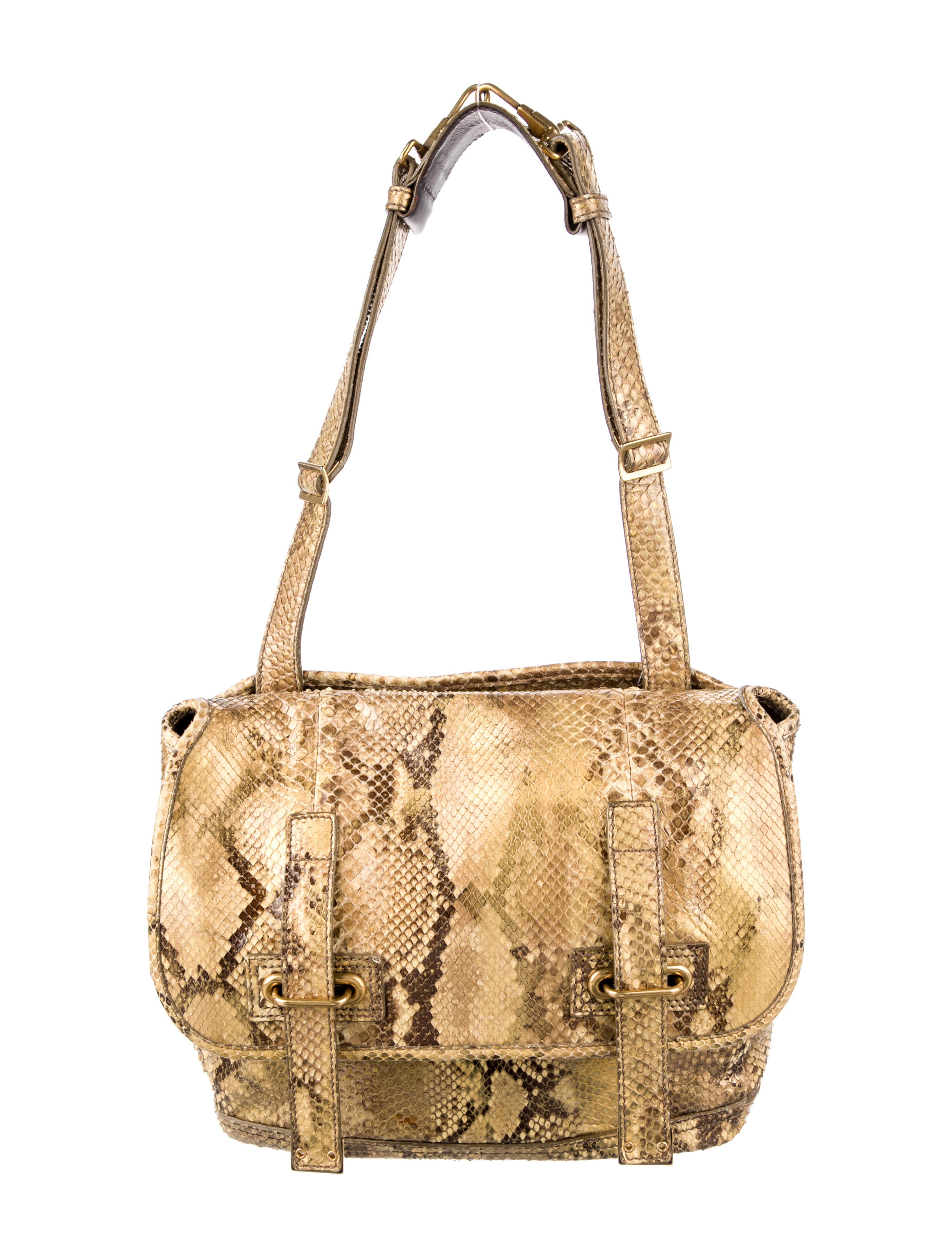 Yves Saint Laurent Rive Gauche Medium Python Besace Flap Bag - Metallic ...