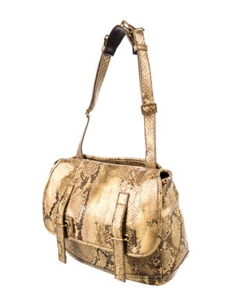 Yves Saint Laurent Rive Gauche Medium Python Besace Flap Bag - Metallic ...
