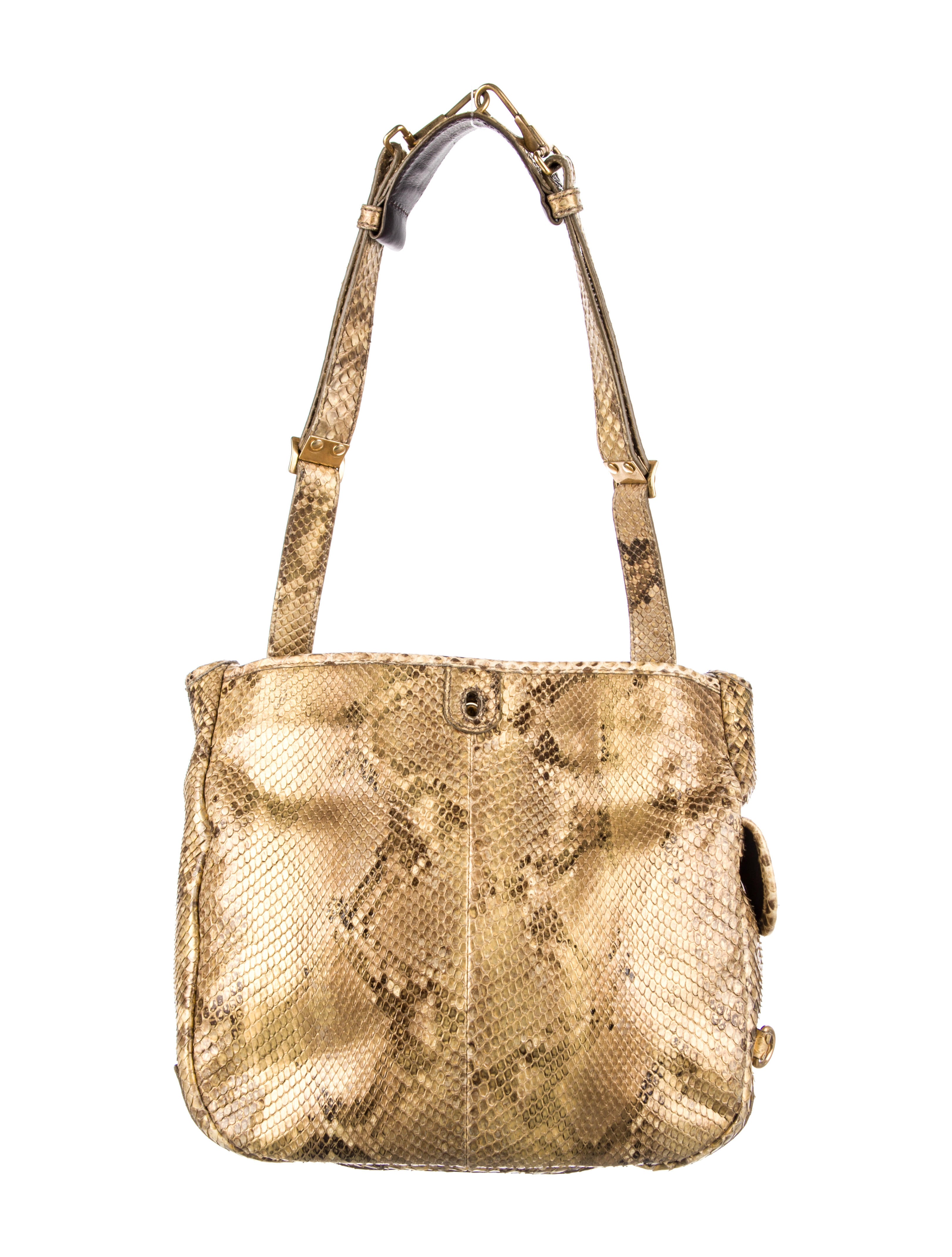 Yves Saint Laurent Rive Gauche Medium Python Besace Flap Bag - Metallic ...