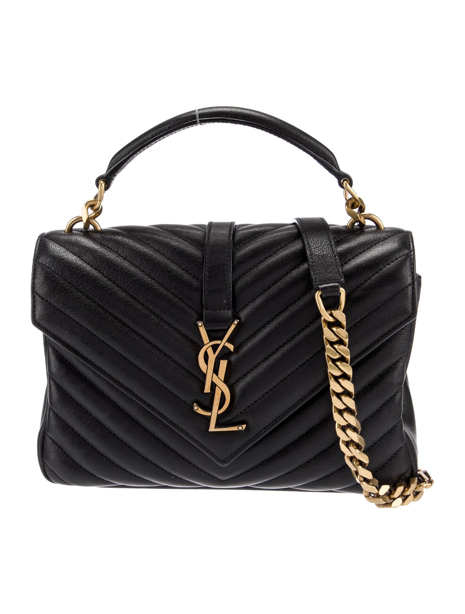 Yves Saint Laurent Leather Saint Laurent College Medium - Black Shoulder Bags, Handbags ...