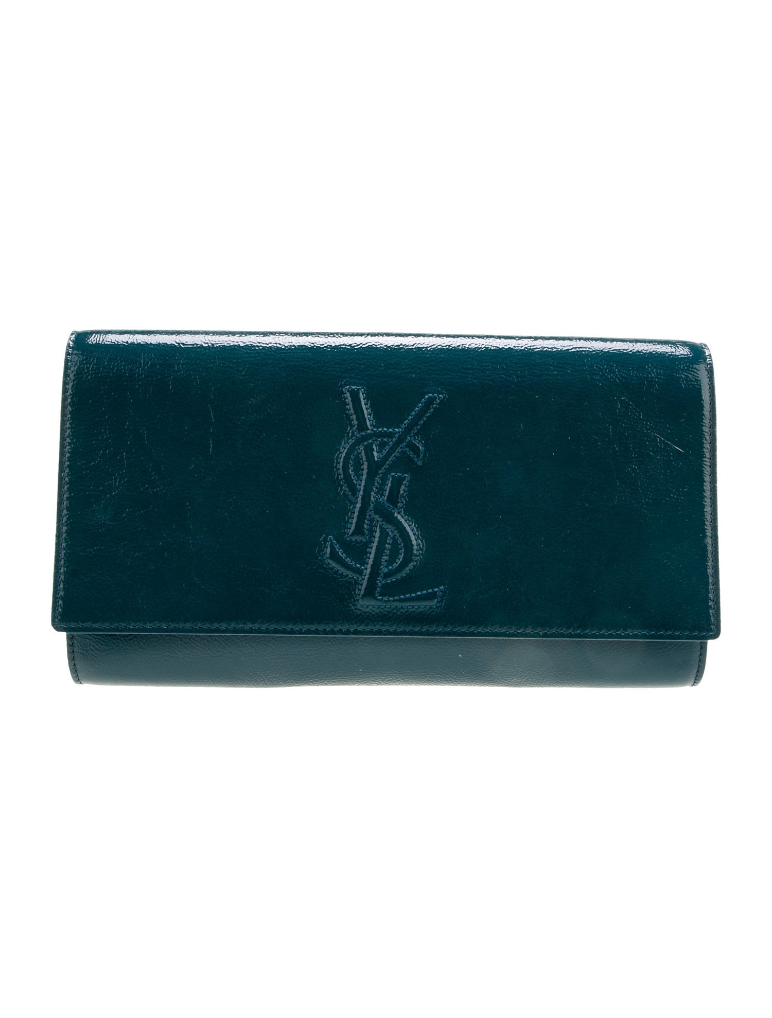 Yves Saint Laurent Patent Leather Clutch - Blue Clutches, Handbags ...