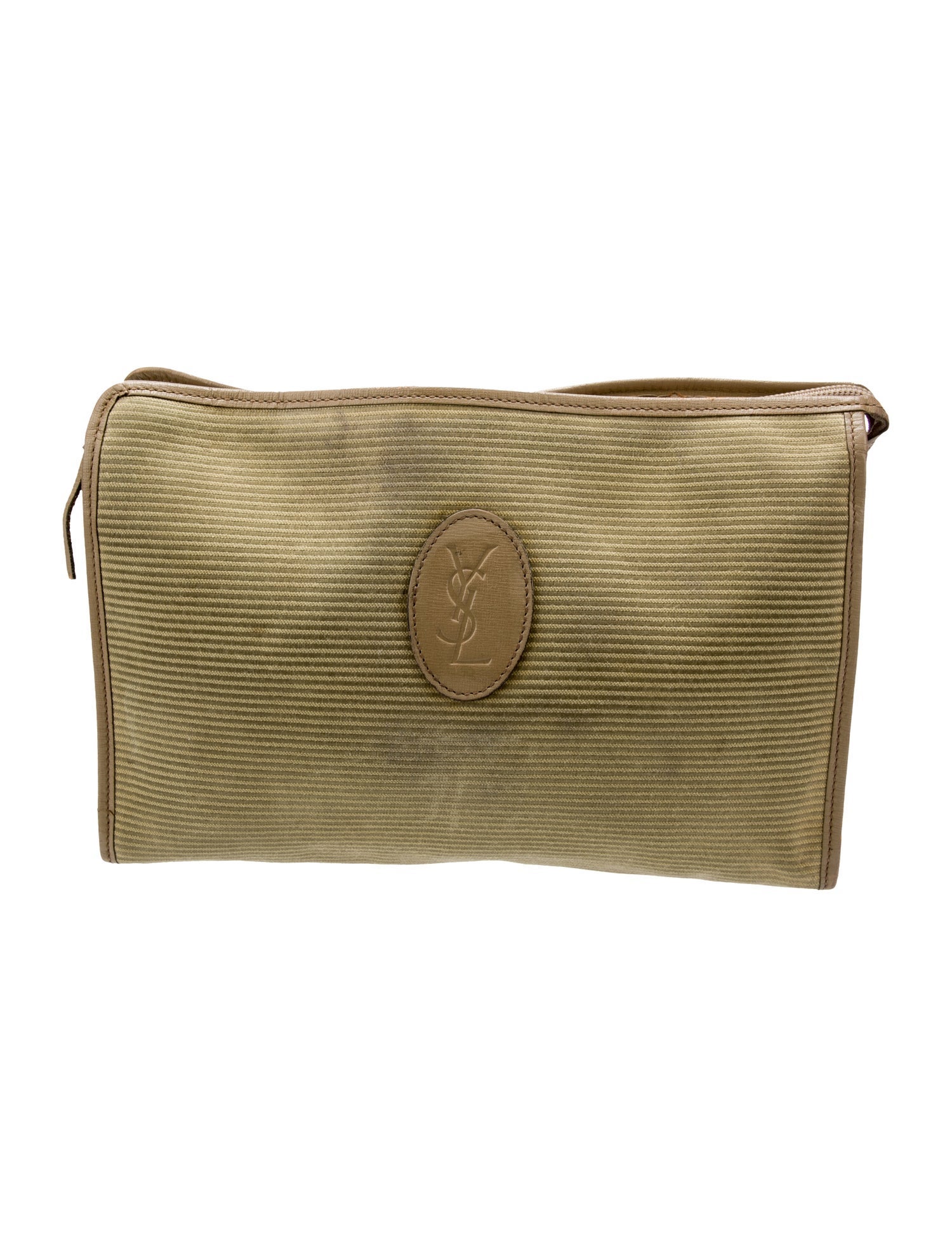 Yves Saint Laurent Striped Canvas Clutch - Green Clutches, Handbags ...