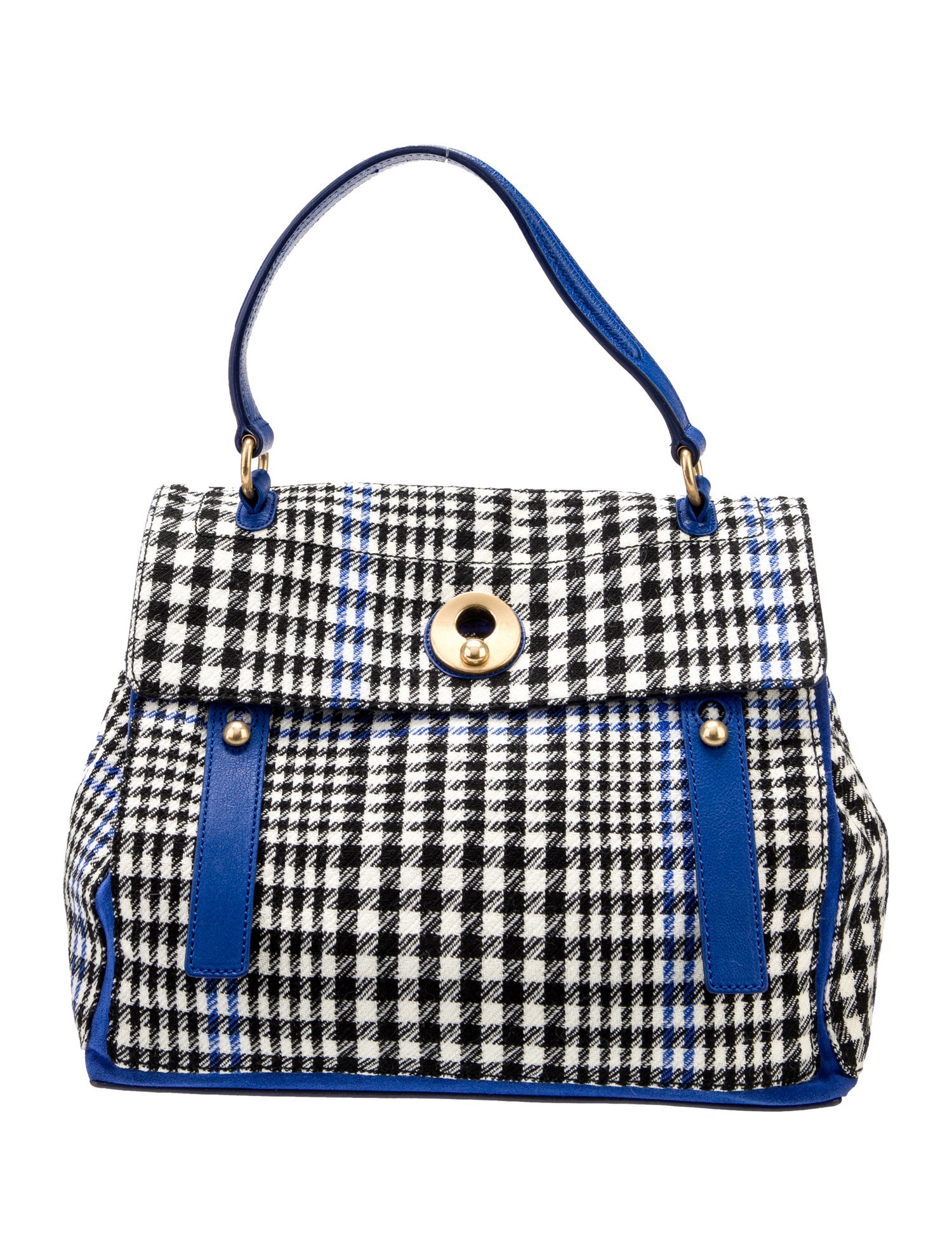 Yves Saint Laurent Tweed Top Handle Bag - Blue Handle Bags, Handbags ...