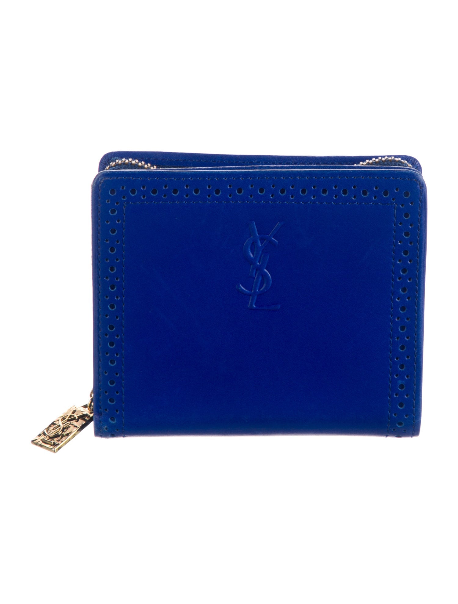 Yves Saint Laurent Leather Compact Wallet - Blue Wallets, Accessories ...