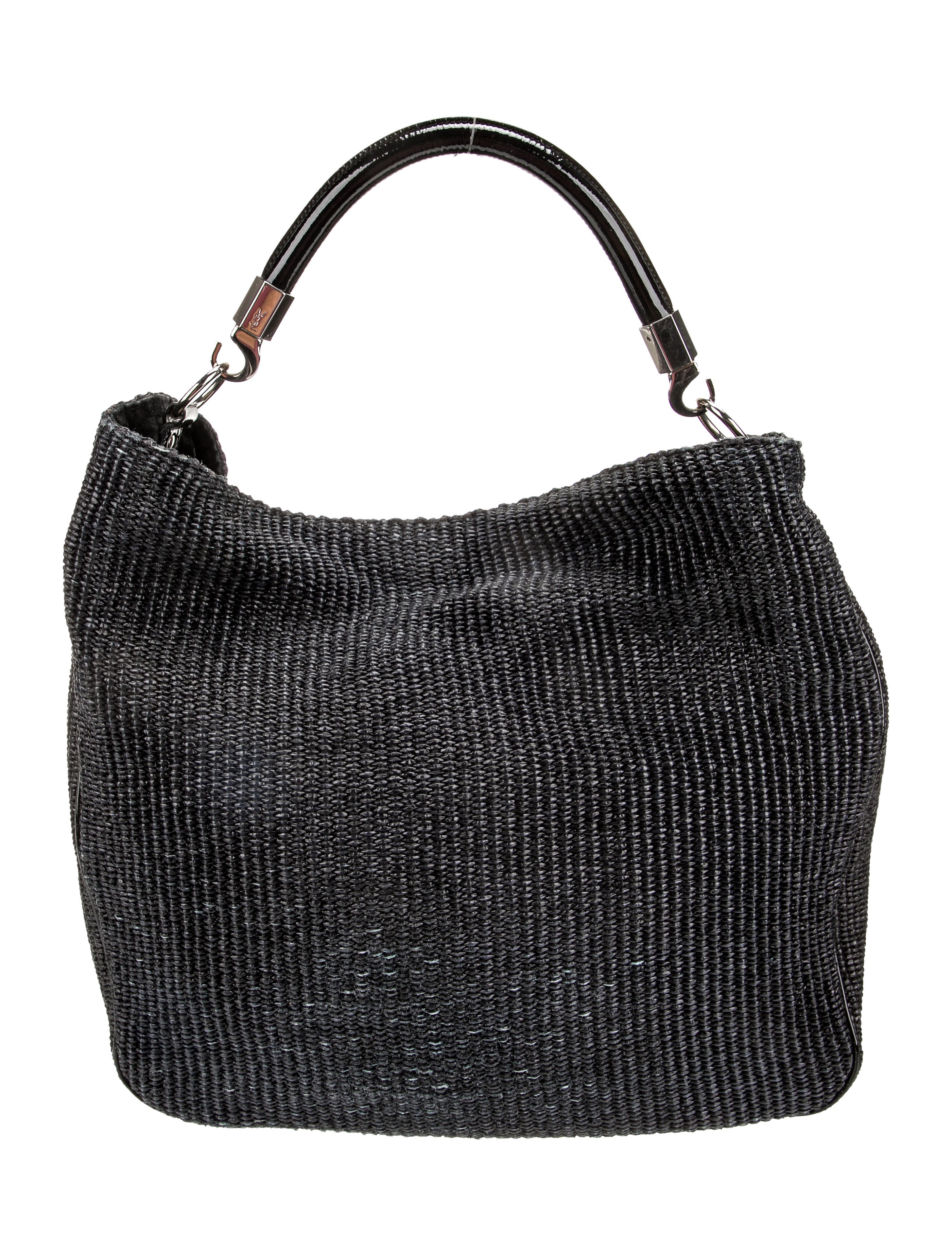 Yves Saint Laurent Rive Gauche Raffia Shoulder Bag - Blue Shoulder Bags ...