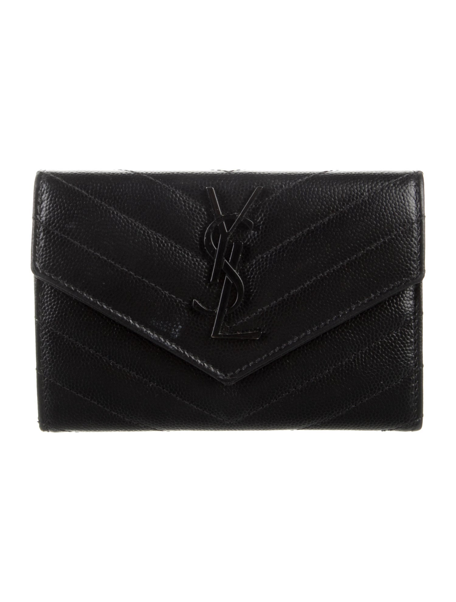 Yves Saint Laurent Compact matelasse Envelope Wallet Leather Wallet ...
