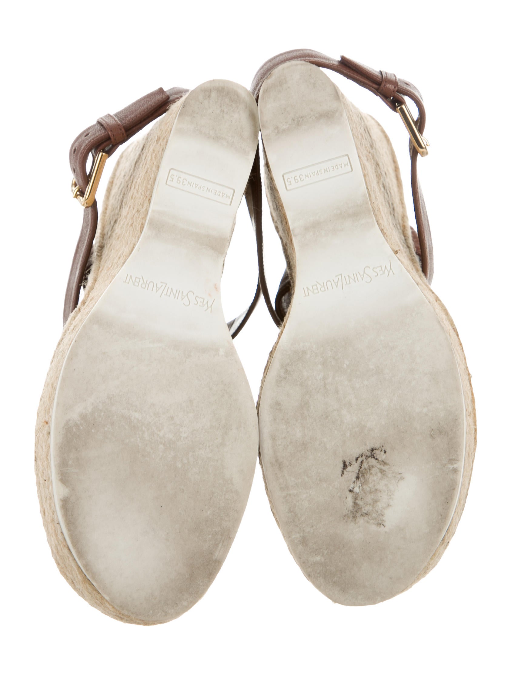 Yves Saint Laurent Leather Espadrille Wedges - Shoes - YVE59633 | The ...