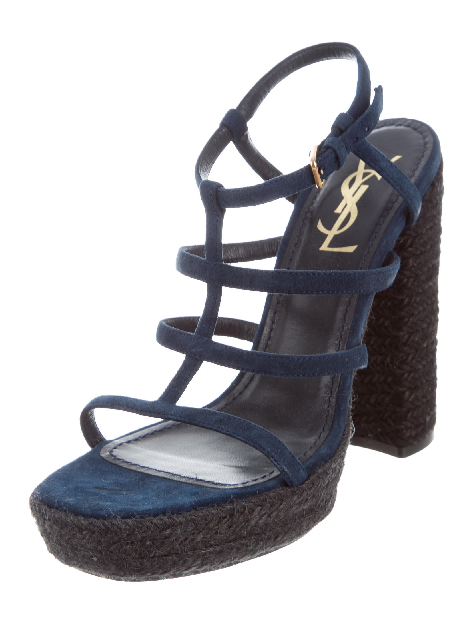 Yves Saint Laurent Platform Espadrille Sandals - Blue Sandals, Shoes ...