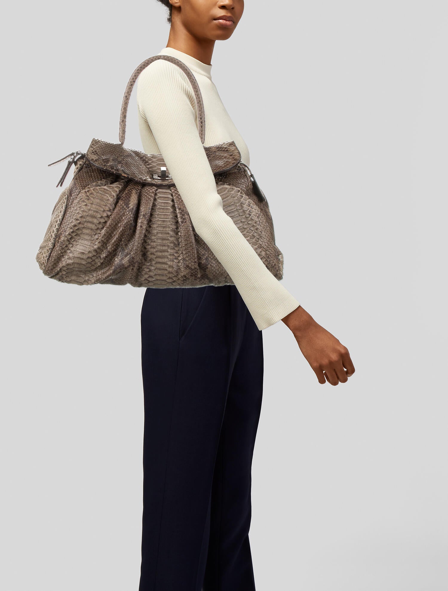 Zagliani Python Shoulder Bag - Brown Shoulder Bags, Handbags - ZAG20087 | The RealReal