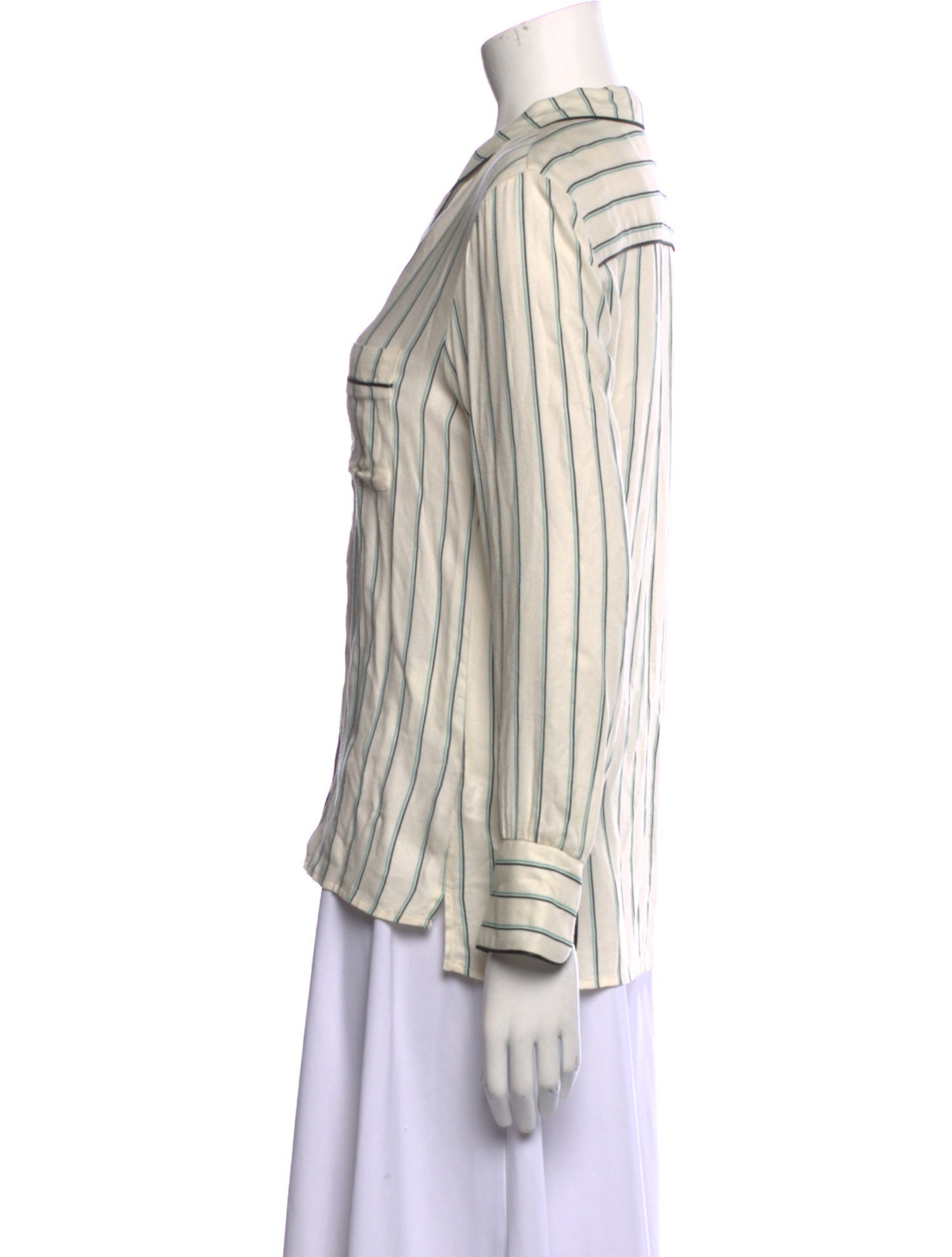 The Frankie Shop Striped Mock Neck Button-Up Top w/ Tags - Neutrals ...