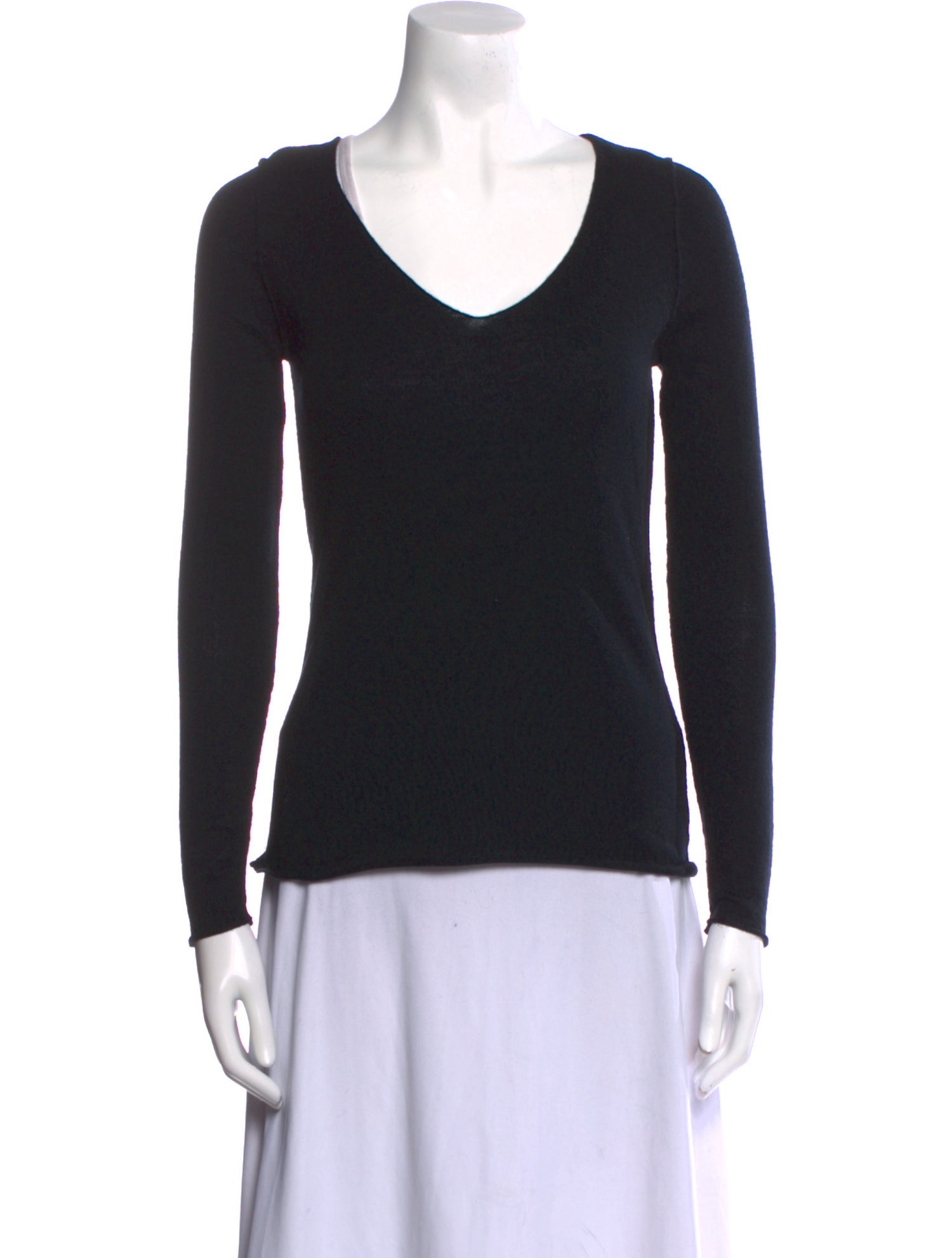 Brunello Cucinelli V-Neck Long Sleeve Top - Black Tops, Clothing ...